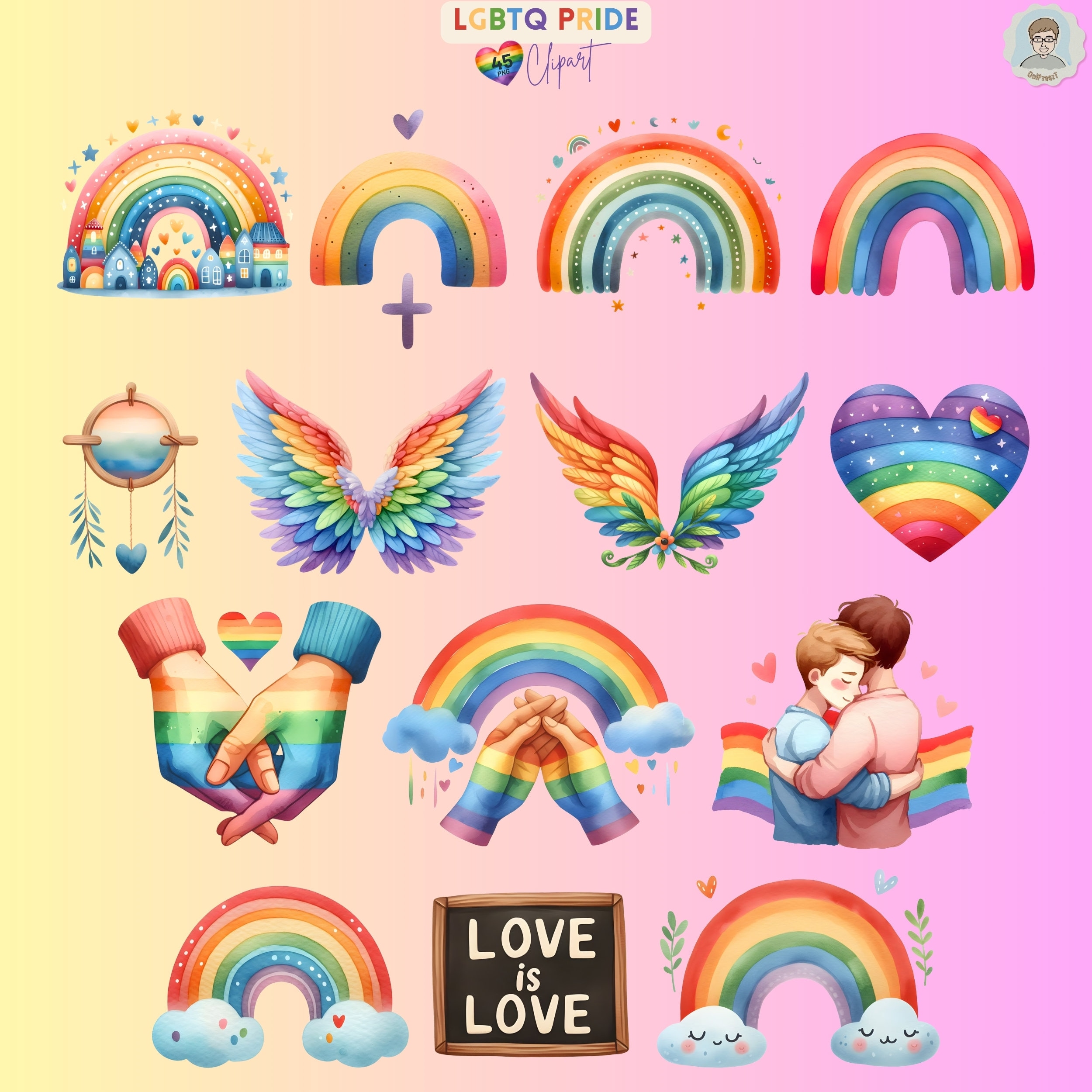 Watercolor LGBTQ Pride Rainbow Clipart, Diversity Pride, Rainbow, Pride ...