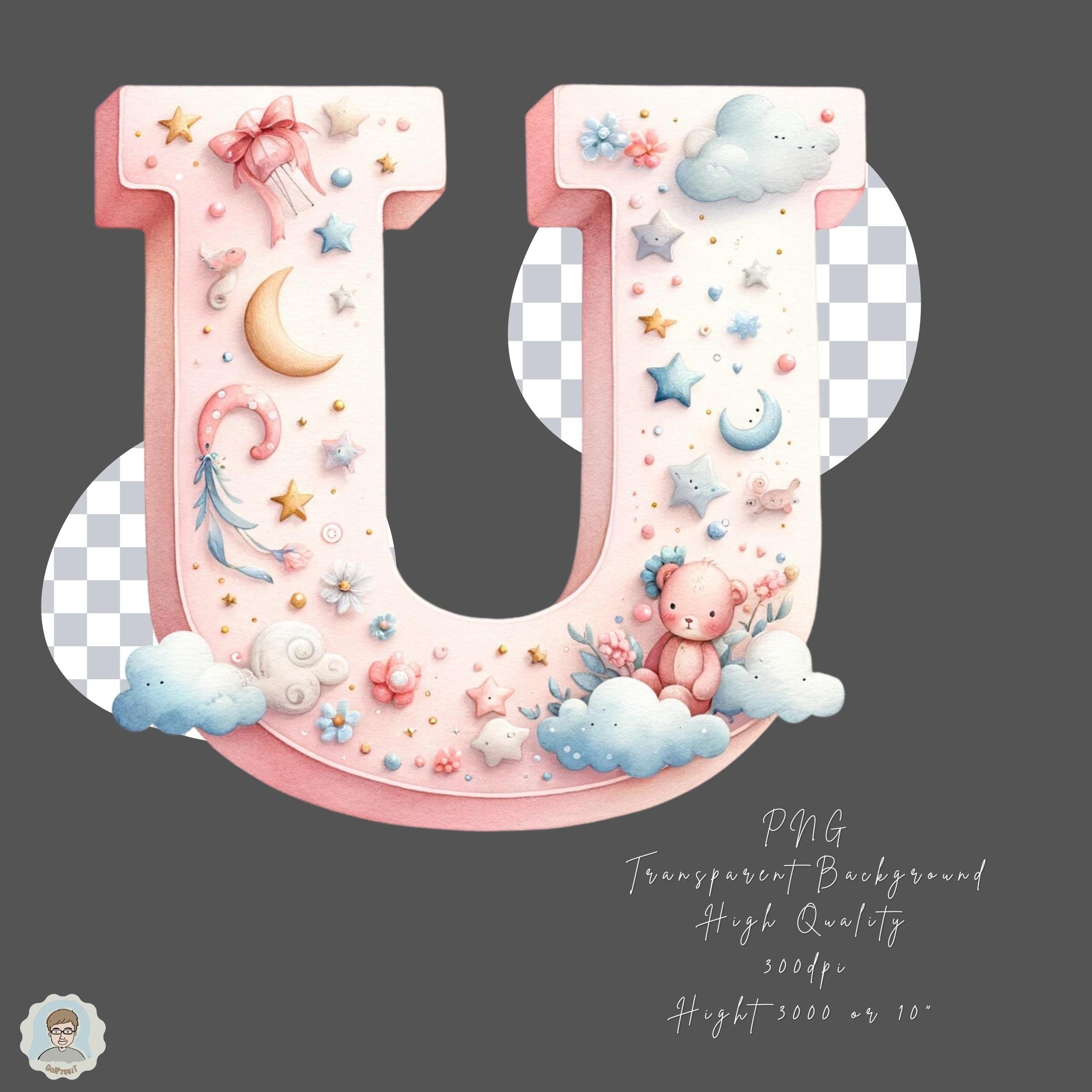 Pink Baby Shower Nursery Alphabet, Children Birthday Nursery Letters ...