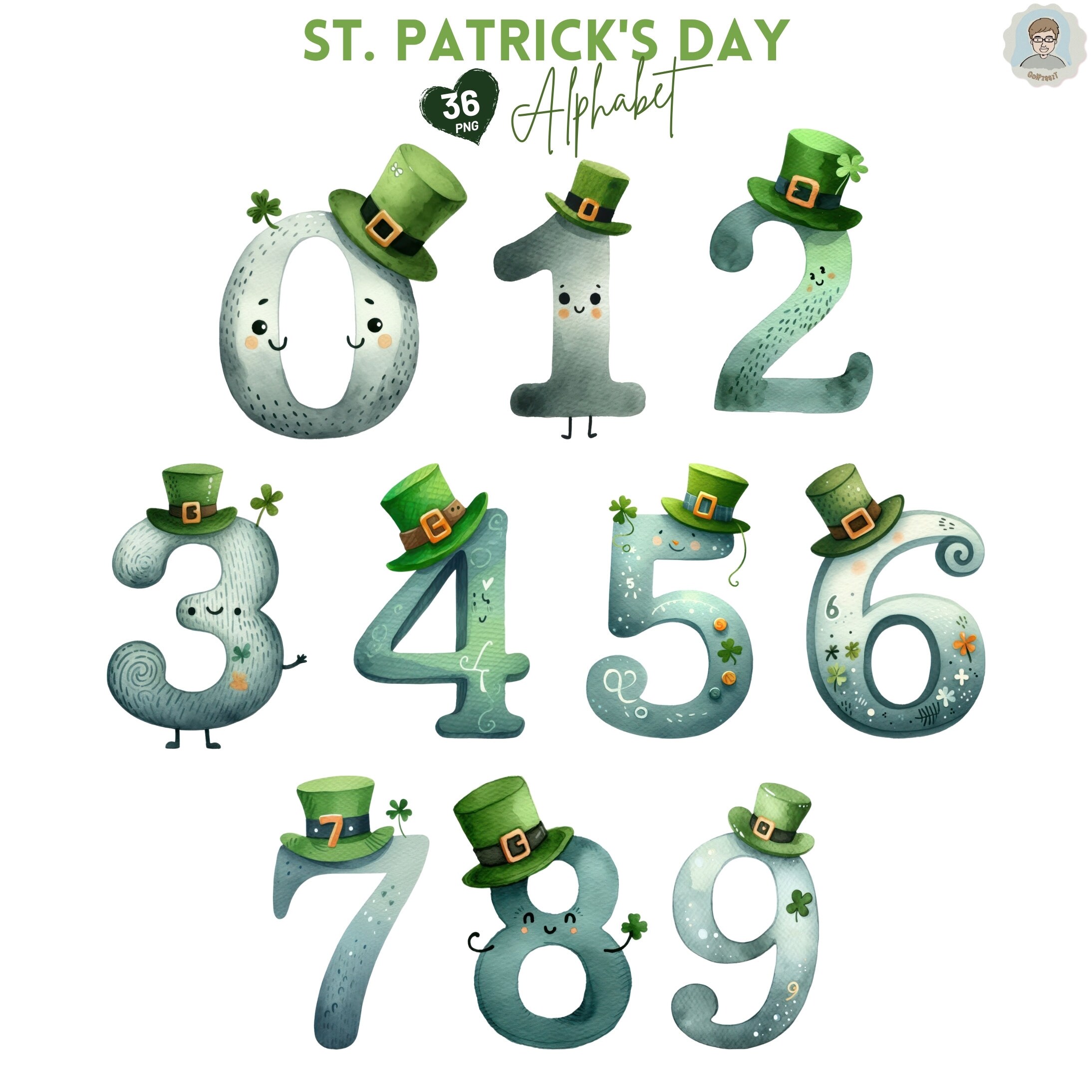 St Patrick Alphabet Clipart PNG Sublimation, Leprechaun Letters Clipart ...