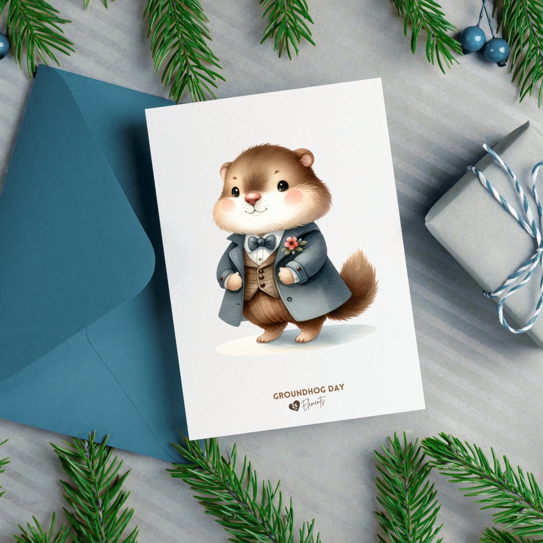 Cute Watercolor Groundhog Day Clipart, Happy Groundhog, Marmot Clipart ...