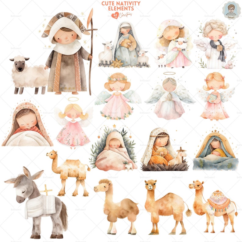 Cute Nativity Christmas Clipart, Nativity Element, Christian ...