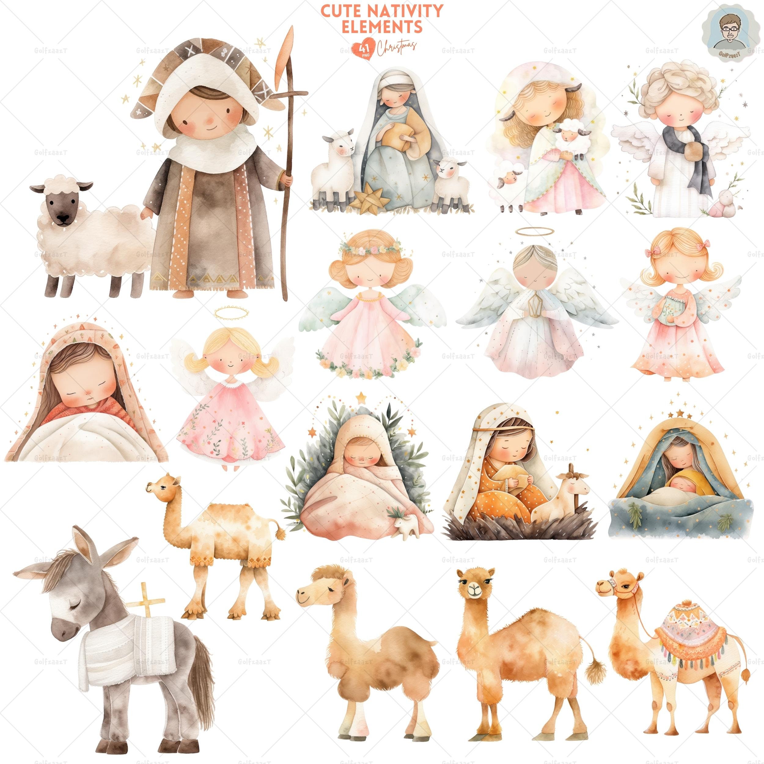 Cute Nativity Christmas Clipart, Nativity Element, Christian ...