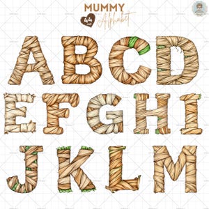 Halloween Mummy Alphabet Clipart: Spooky Font Letters (PNG) - Etsy