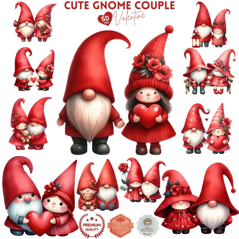 Watercolor Gnomes Clipart - Etsy