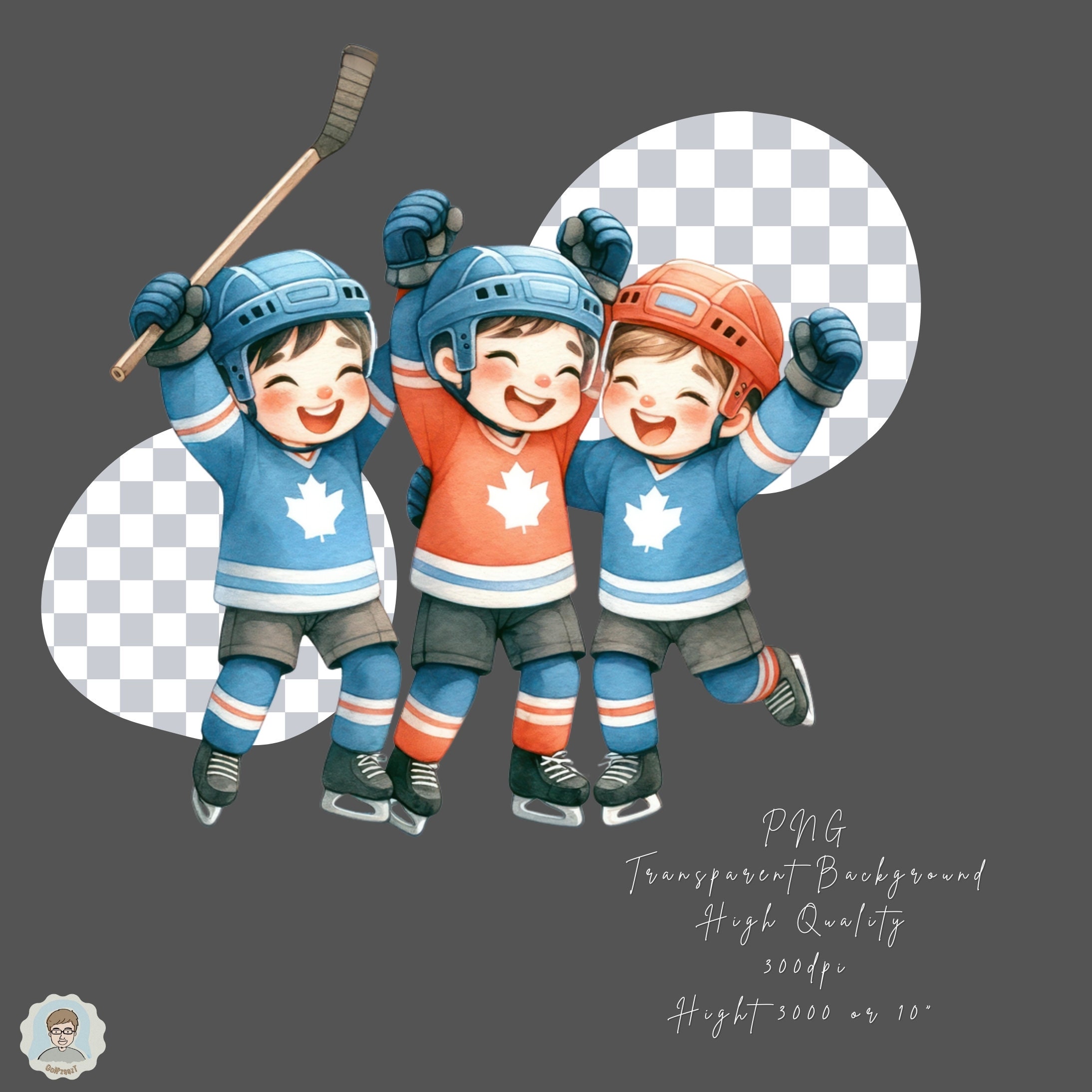 Adorable Hockey Sports Clipart, Ice Hockey Themed Digital PNG, Hockey ...