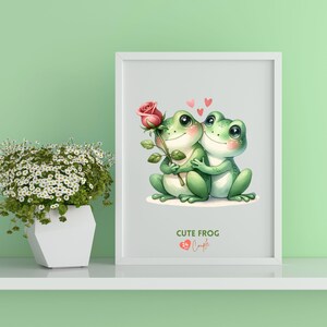 Cute Couple Frog Clipart, Watercolor Wetlands Clipart, Love Frog ...