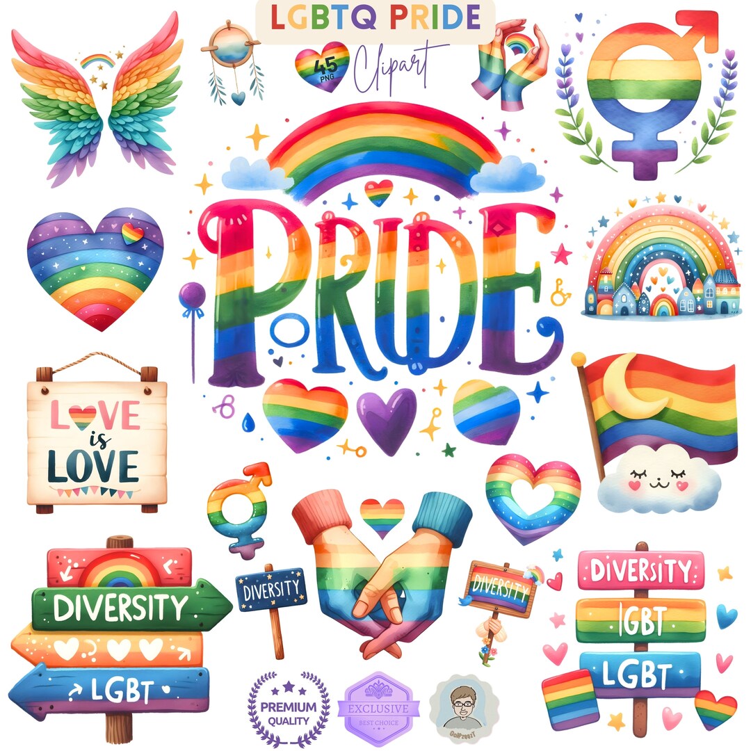 Watercolor LGBTQ Pride Rainbow Clipart, Diversity Pride, Rainbow, Pride ...