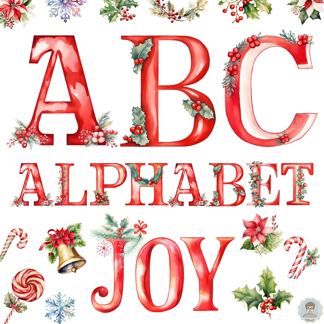 Christmas Alphabet Clipart, Christmas PNG Letter, Christmas Font ...