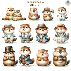 Cute Watercolor Groundhog Day Clipart, Happy Groundhog, Marmot Clipart ...