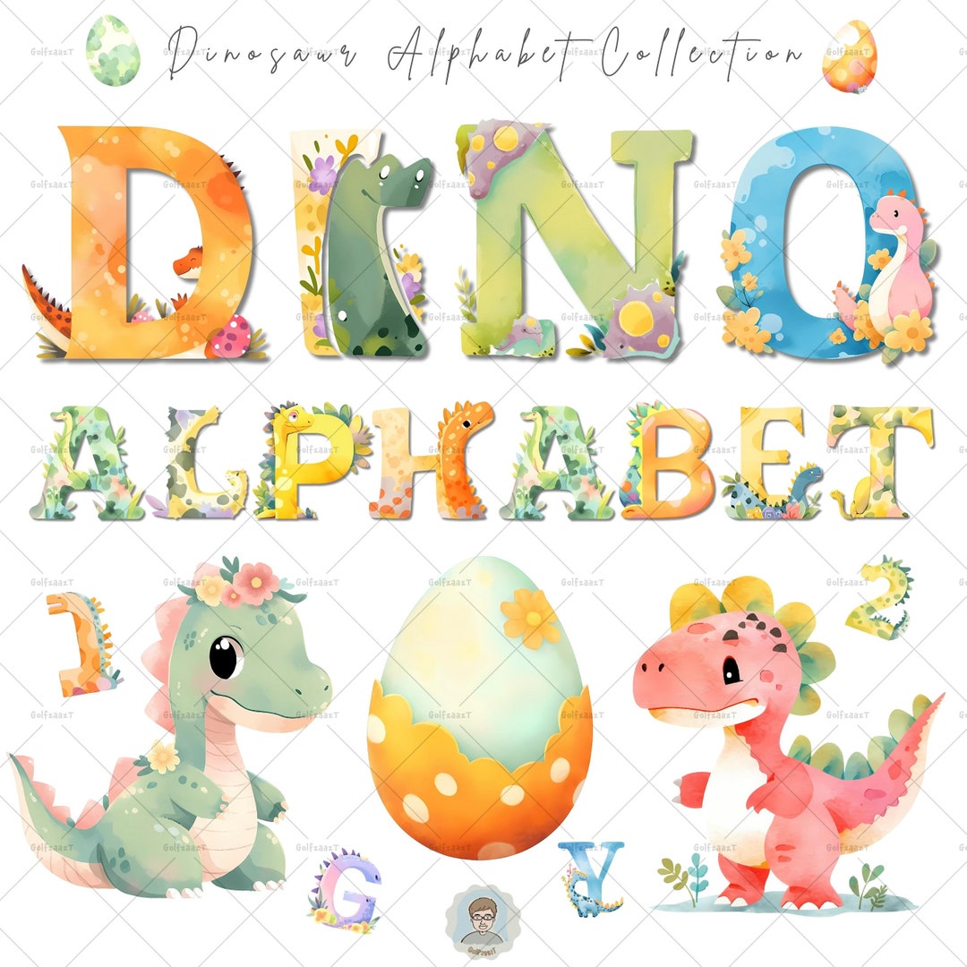 Dinosaur Alphabet Clipart, Dino Letter, Dinosaur PNG, Dinosaur Nursery ...