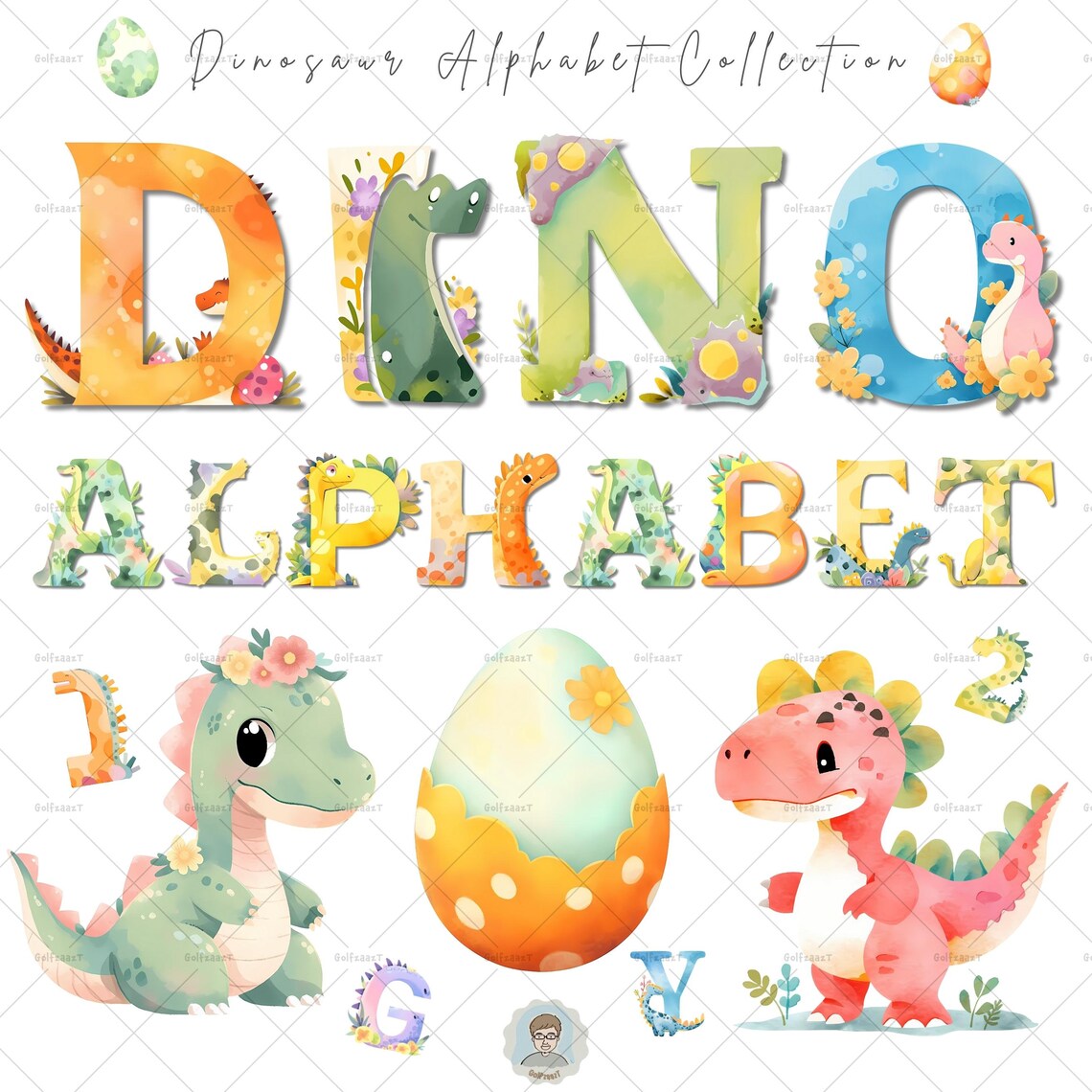 Dinosaur Alphabet Clipart, Dino Letter, Dinosaur PNG, Dinosaur Nursery ...