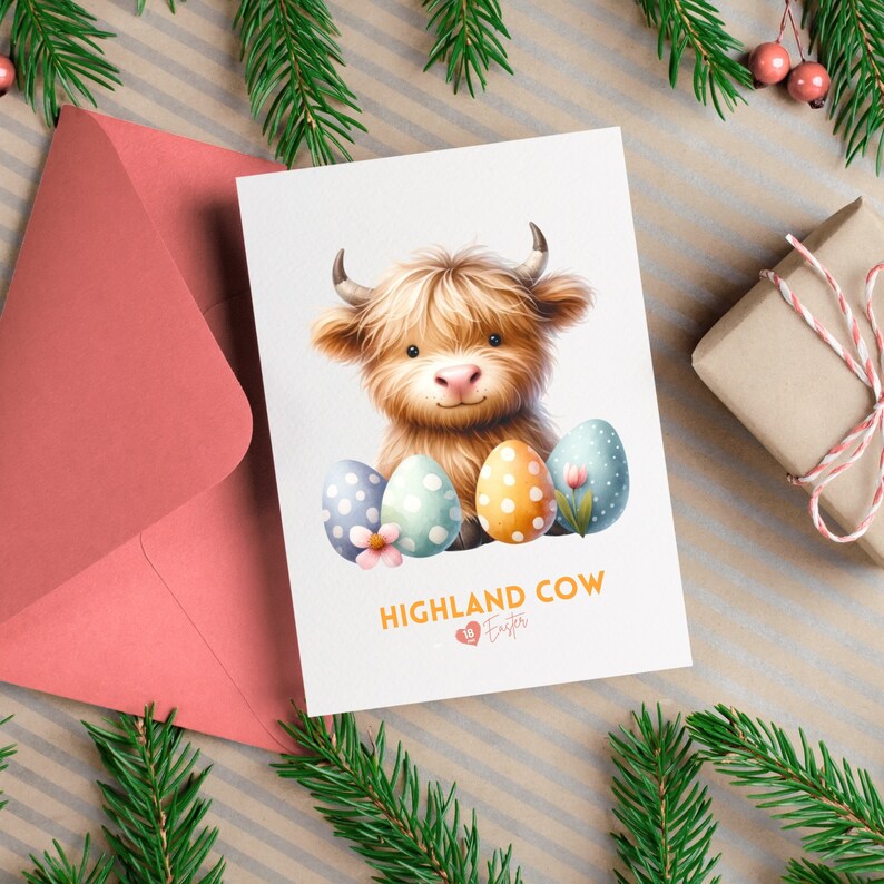 Adorable Easter Highland Cow, Happy Easter Sublimation Design, Highland ...