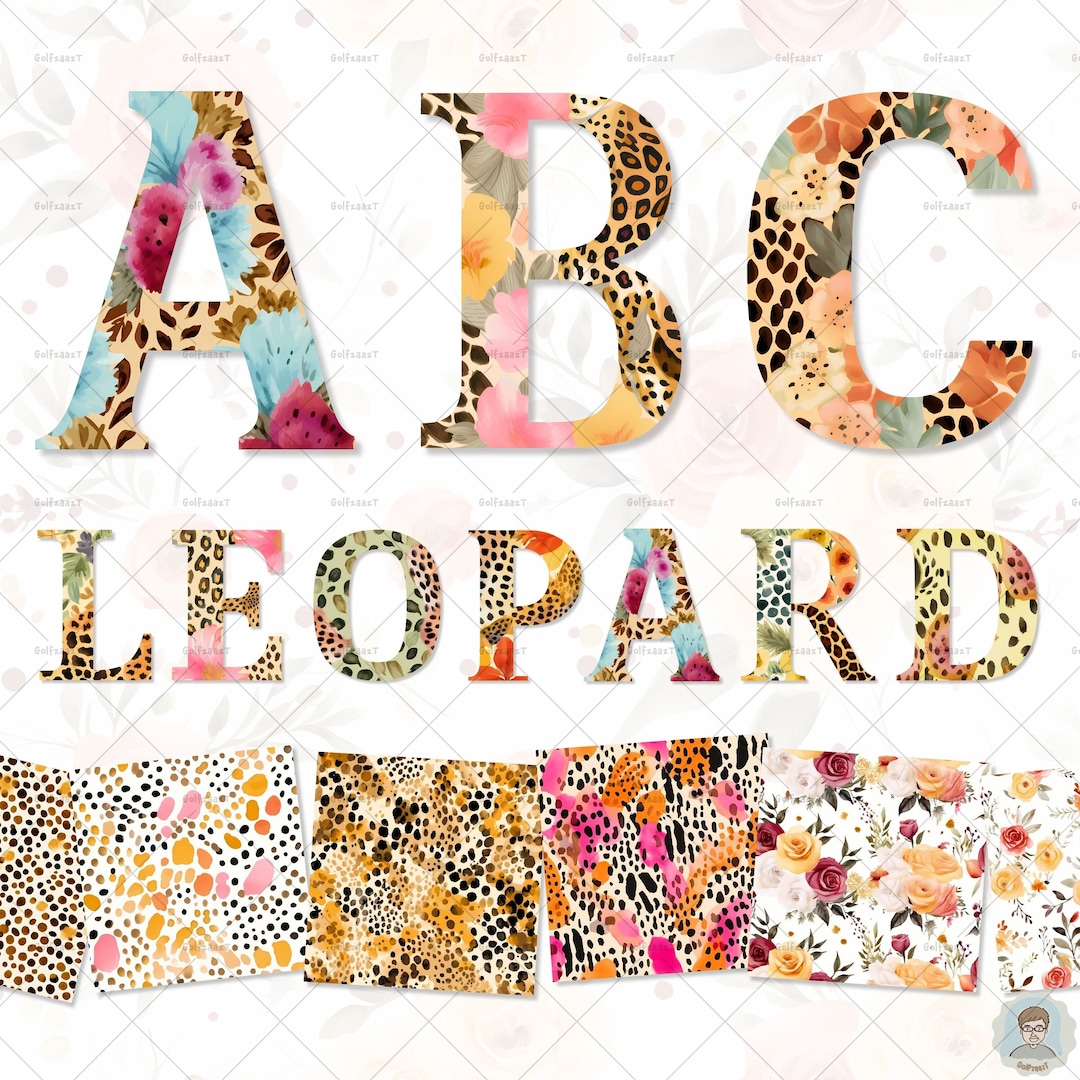 Leopard Print Flower Alphabet PNG, Leopard Seamless Pattern, Leopard ...