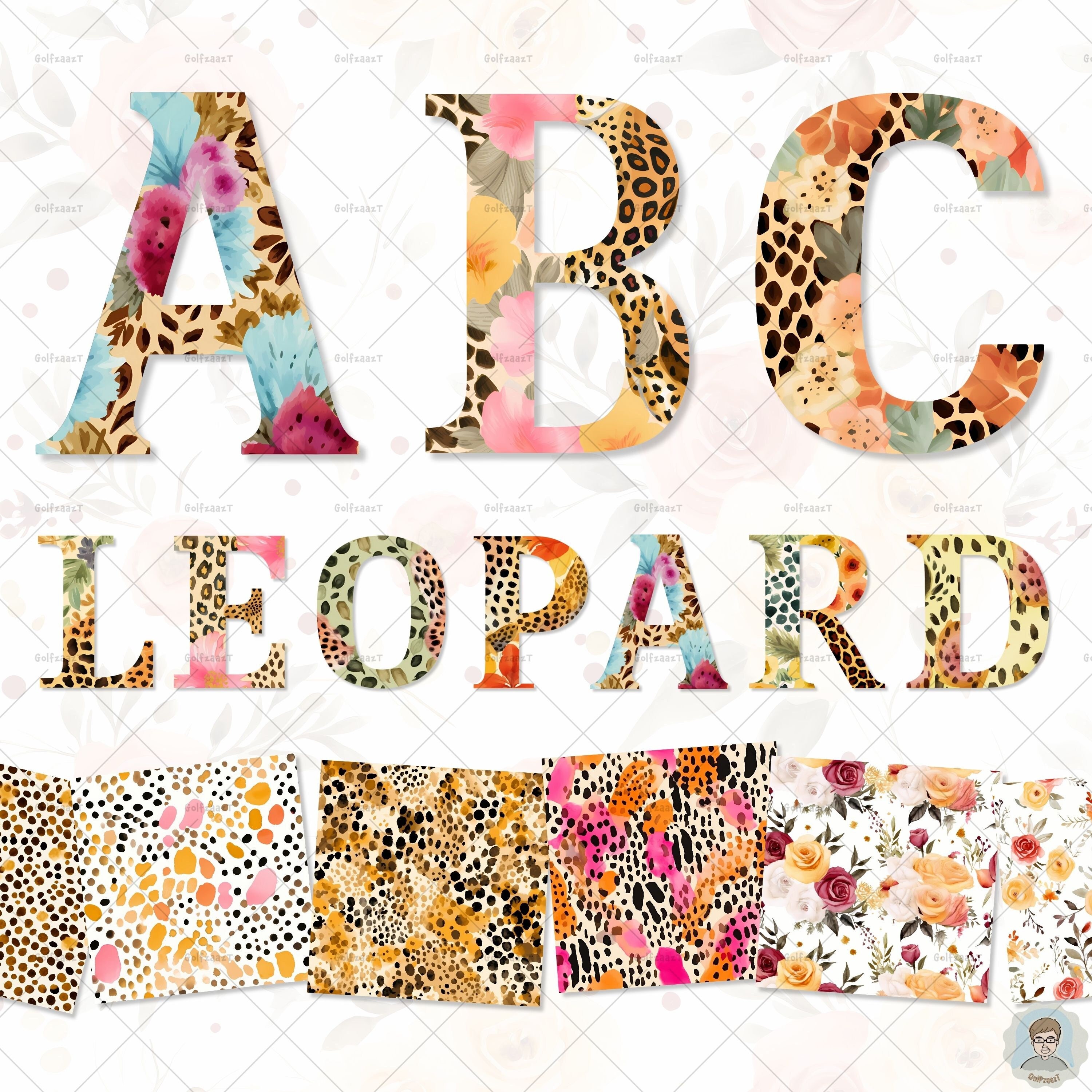 Leopard Print Flower Alphabet PNG, Leopard Seamless Pattern, Leopard ...