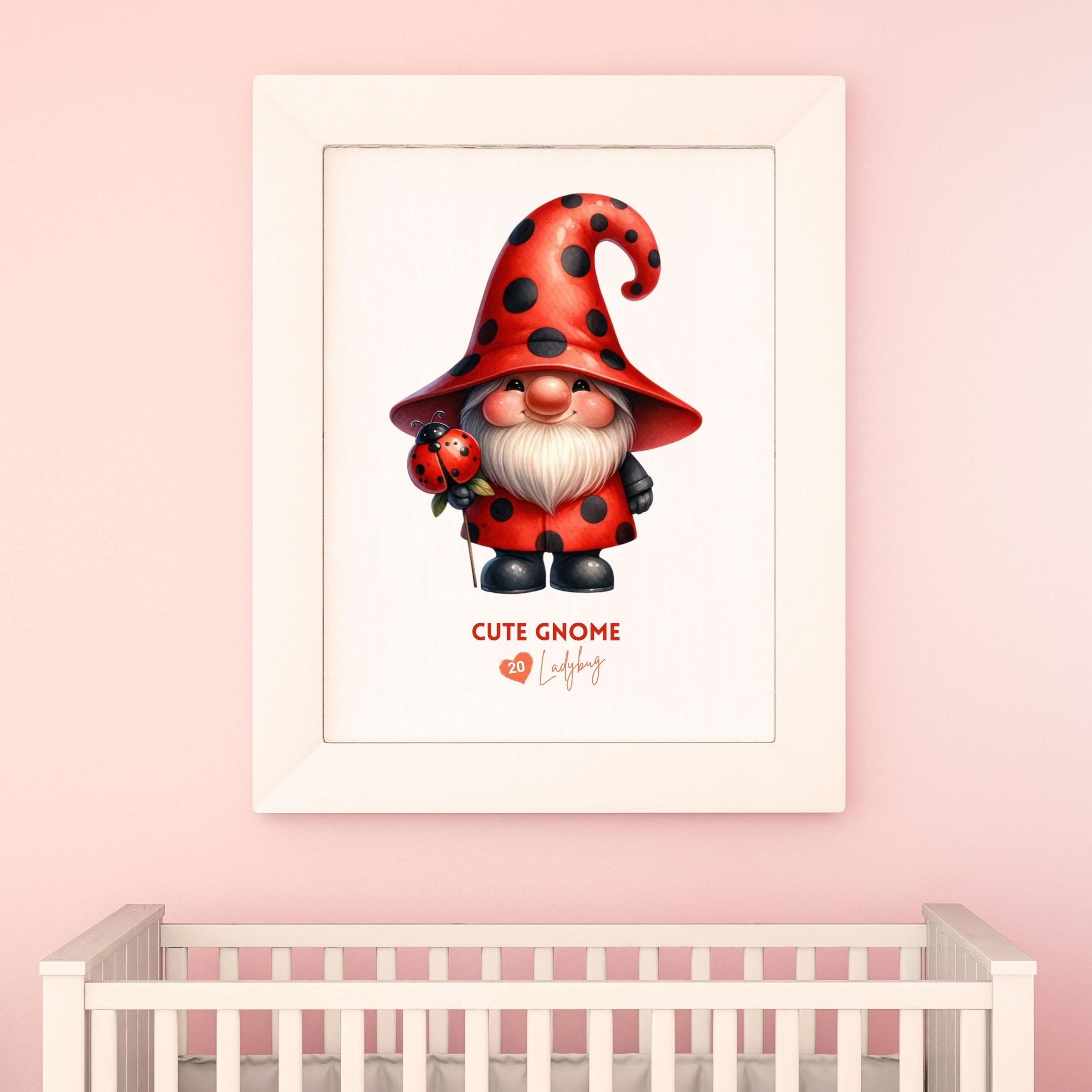Ladybug Charms Gnome Clipart, Whimsical Red Gnome PNG, Nursery ...
