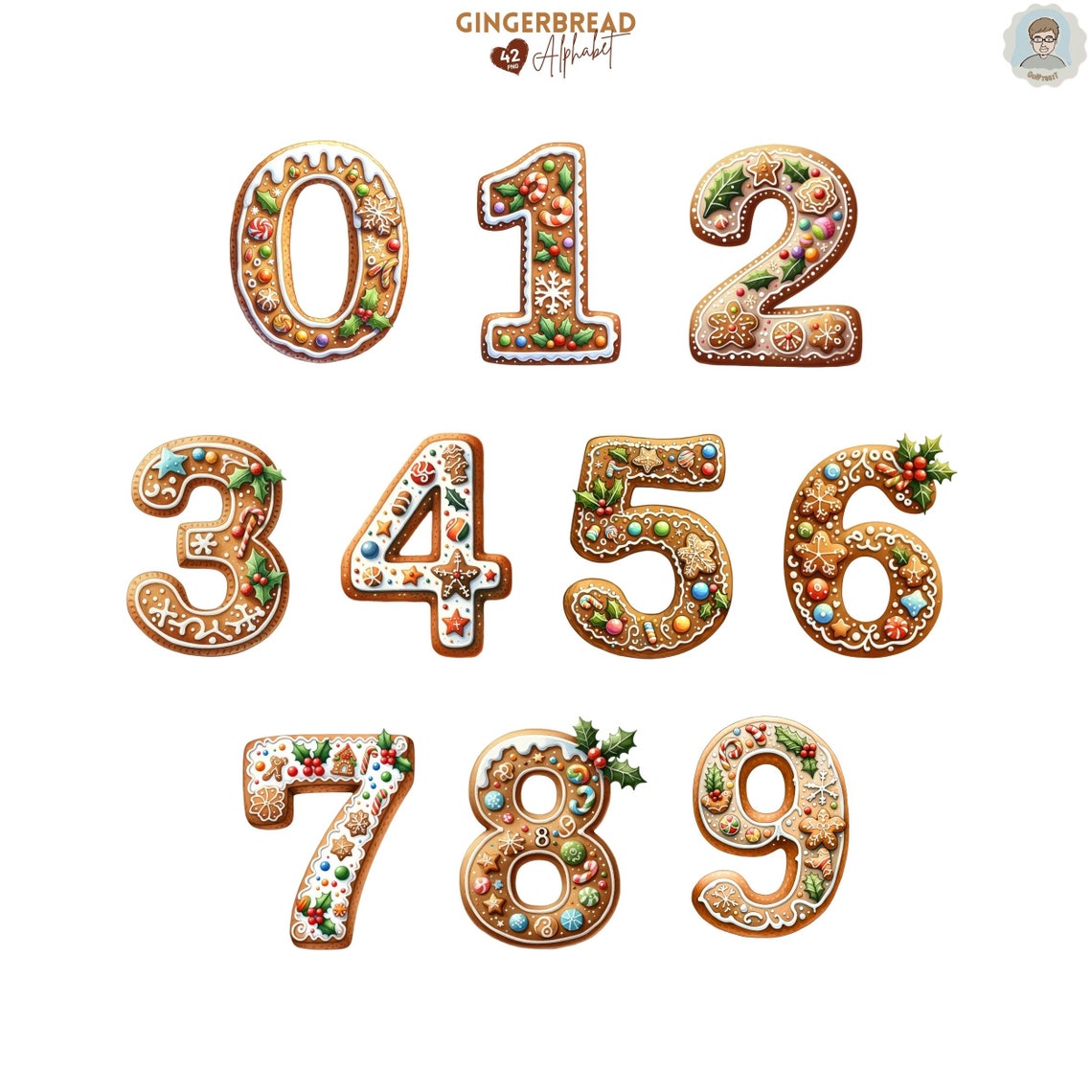 Christmas Gingerbread Cookie Alphabet Clipart, Christmas Alphabet ...