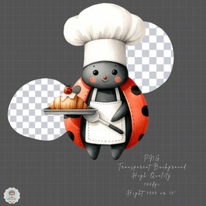 Ladybug Chef Clipart, Cute Cooking Insects PNG Collection, Adorable ...