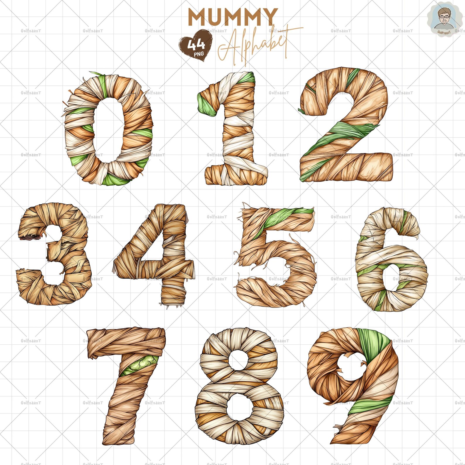 Halloween Mummy Alphabet PNG Clipart, Wrapped Mummy Font Letters ...