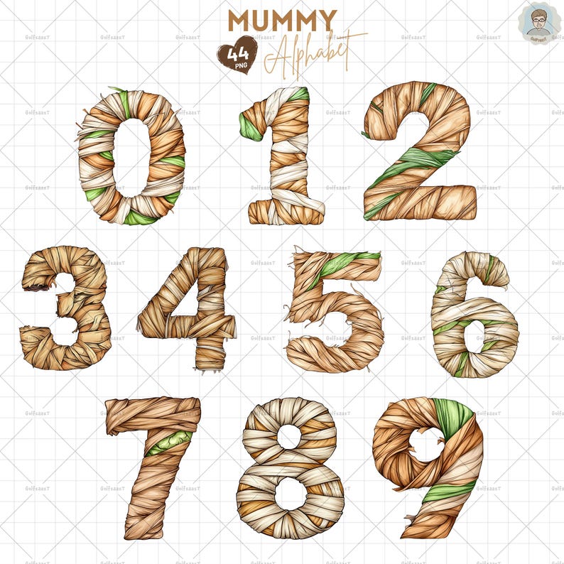 Halloween Mummy Alphabet PNG Clipart, Wrapped Mummy Font Letters ...