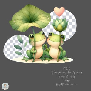 Cute Couple Frog Clipart, Watercolor Wetlands Clipart, Love Frog ...