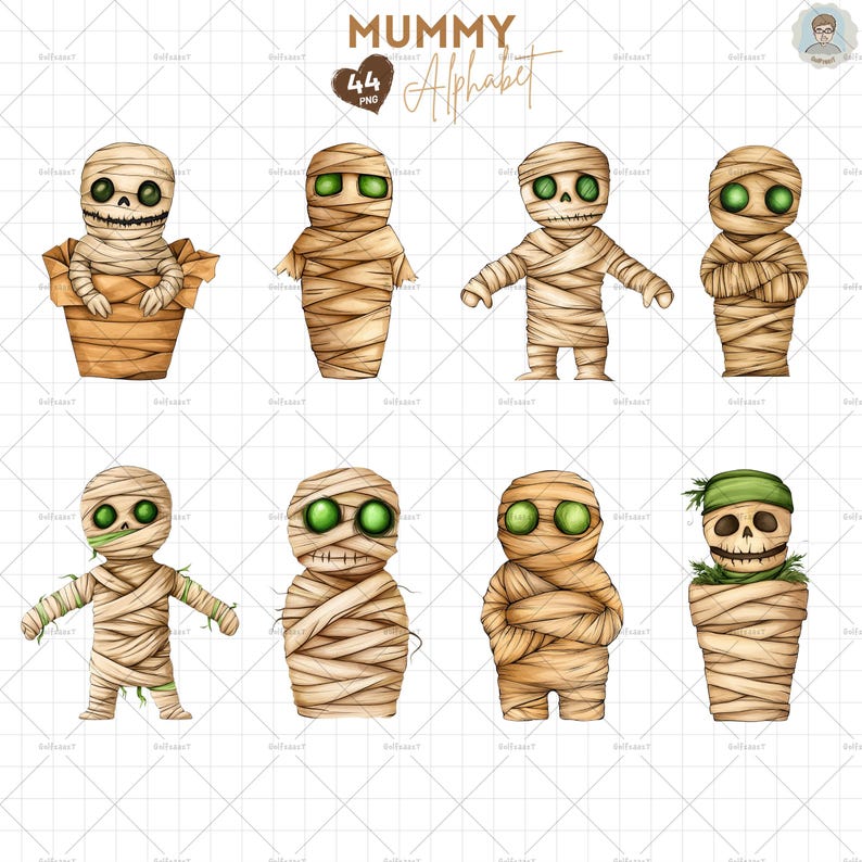 Halloween Mummy Alphabet Clipart: Spooky Font Letters (PNG) - Etsy