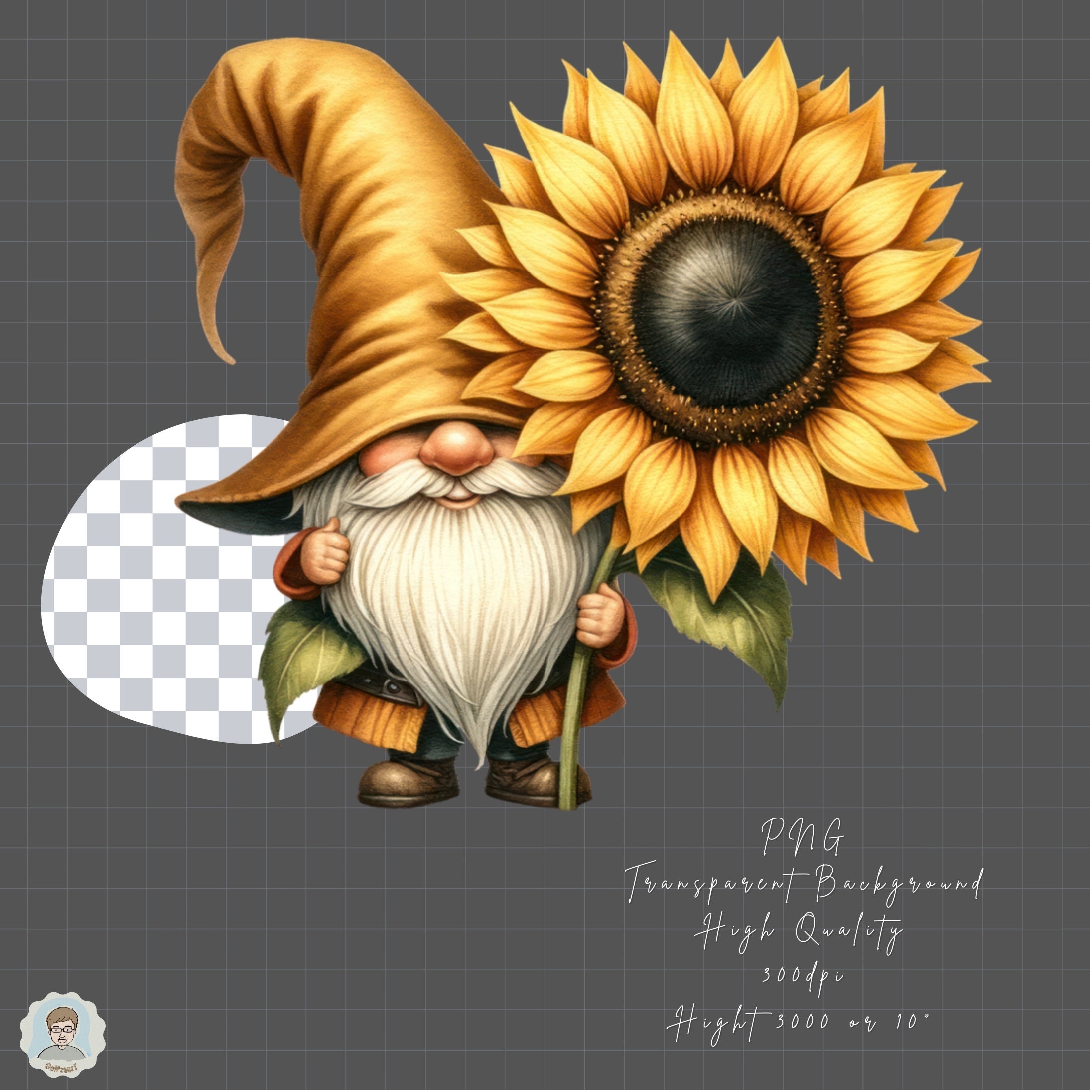 Sunflower Gnome Clipart Bundle: Spring Garden PNG (commercial Use) - Etsy