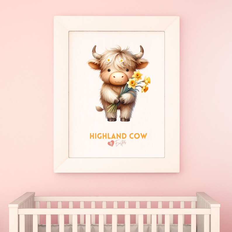 Adorable Easter Highland Cow, Happy Easter Sublimation Design, Highland ...