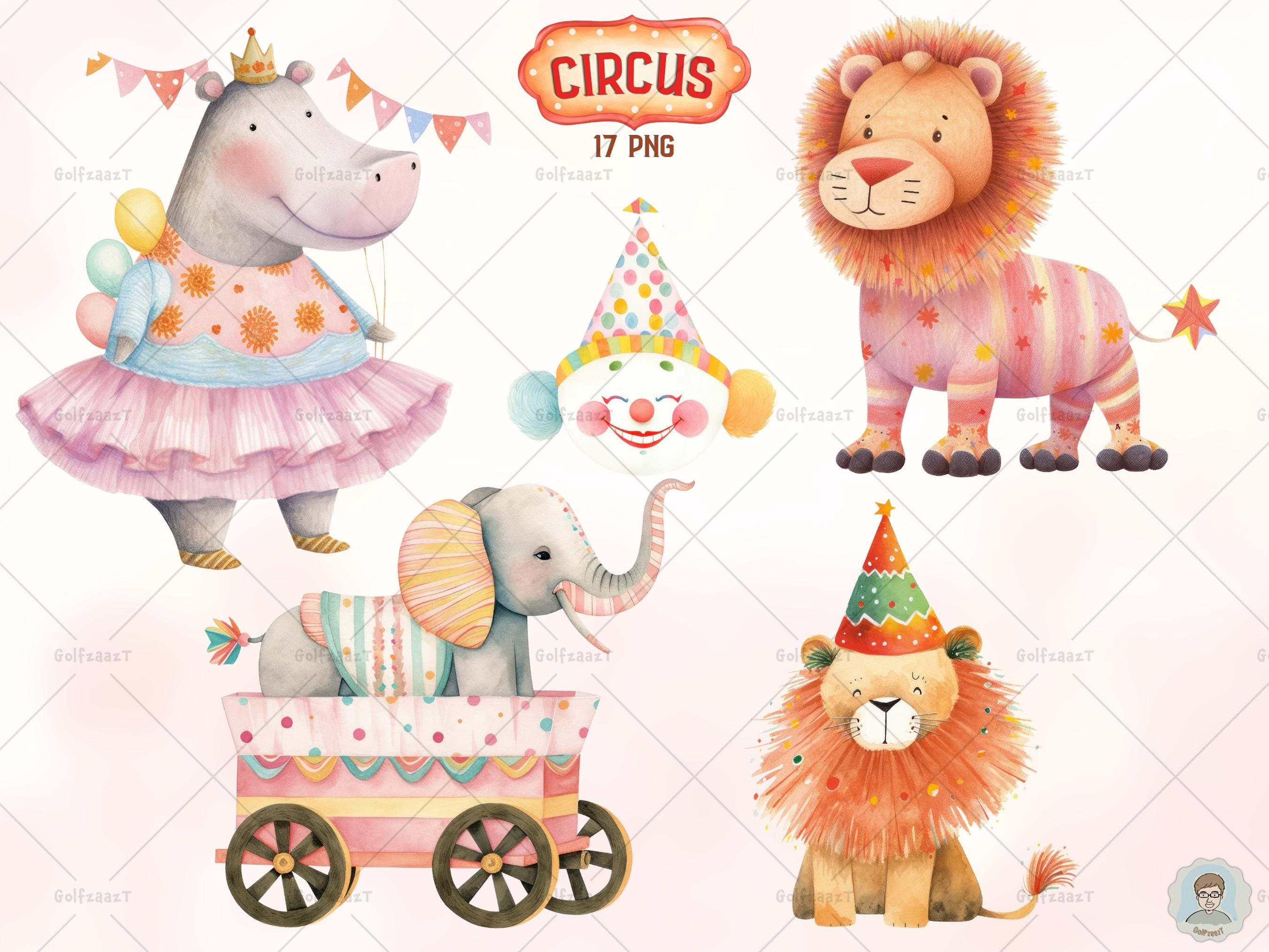 Circus Watercolor Clipart Set, Circus Carnival, Baby Shower Clipart ...