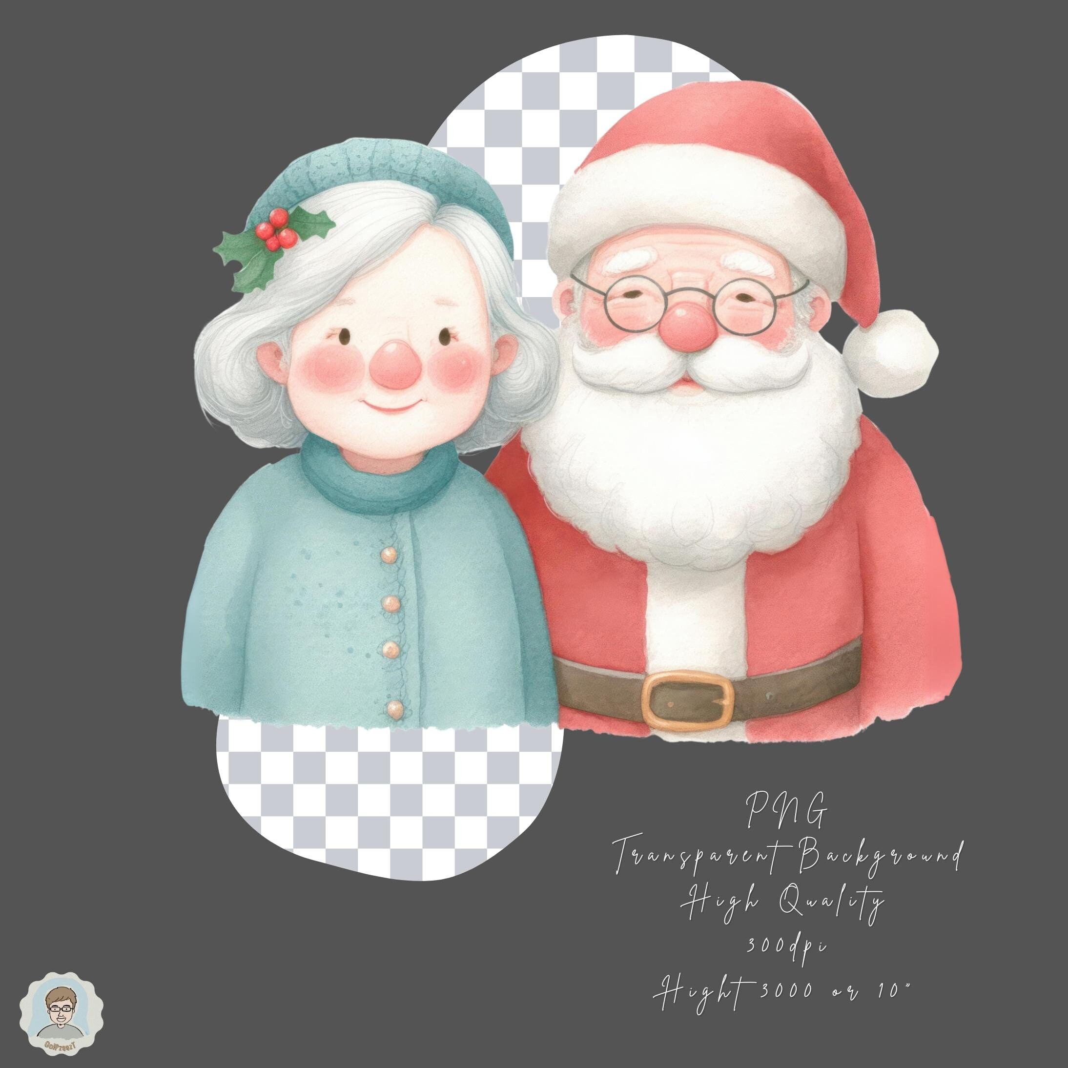 Grandparent Santa Couple Clipart, Love and Romance, Mr and Mrs Santa ...