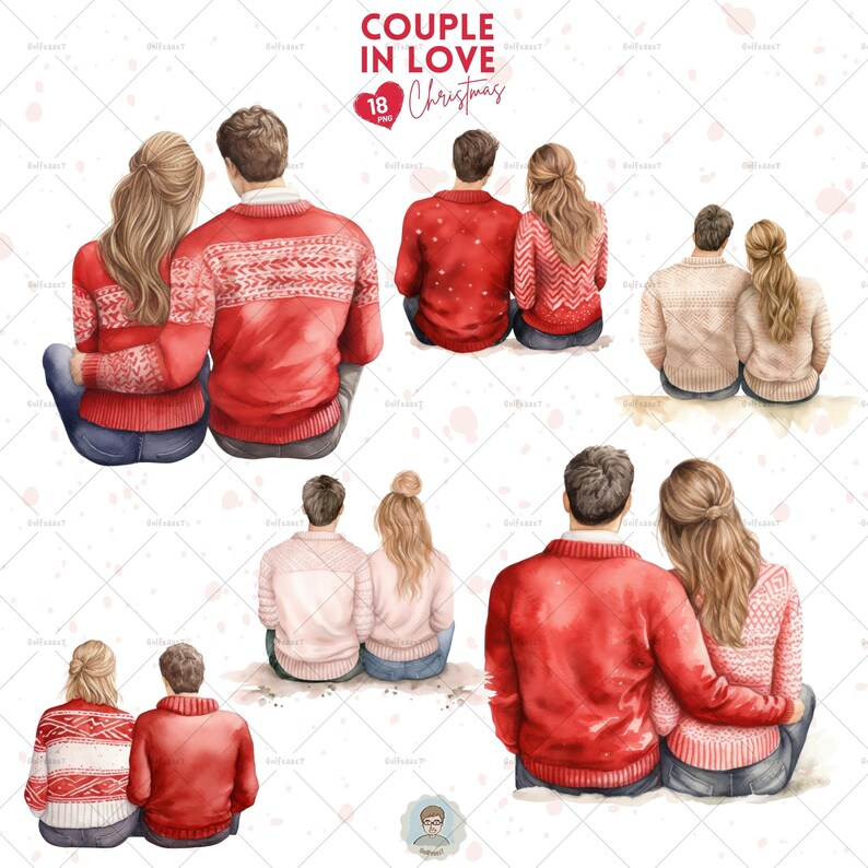 Winter Couples Clipart, Christmas Couple Clipart, Christmas Lover ...