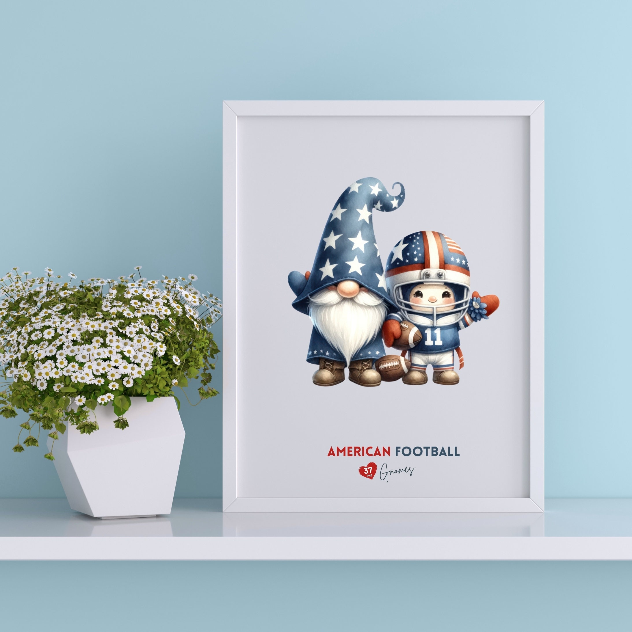 Cute Gnome Watercolor American Football Clipart, Gnomes Illustrations ...