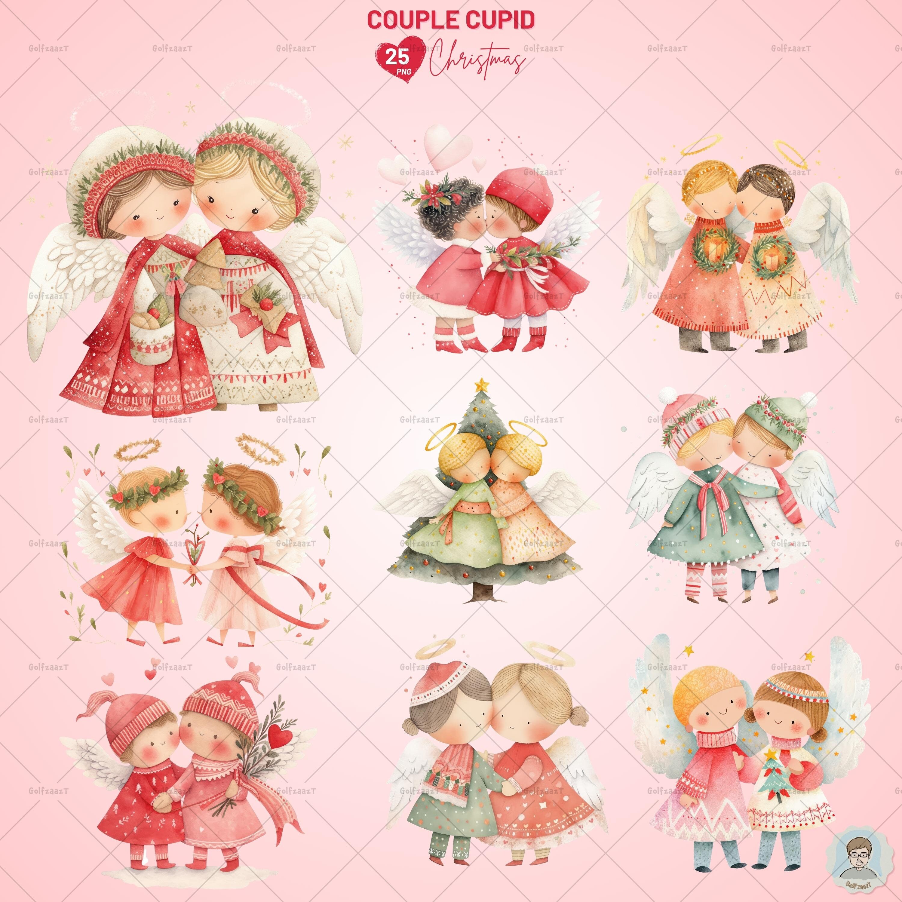 Christmas Couple Angels Clipart, Angel Clipart Bundle, Little Couple ...