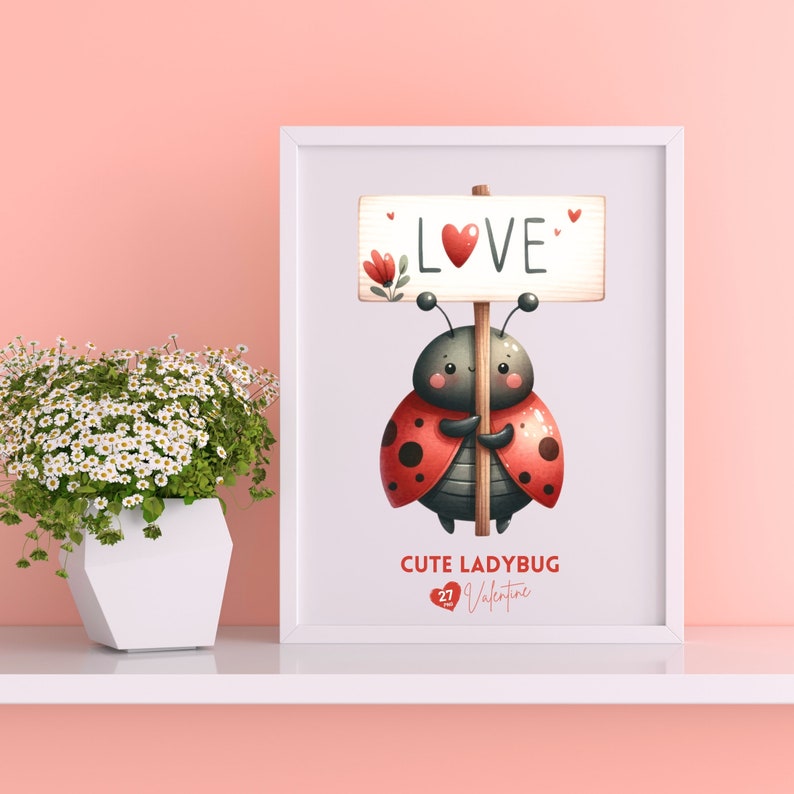 Cute Ladybug Valentine Clipart, Love Bug Clipart, Valentine Sublimation ...
