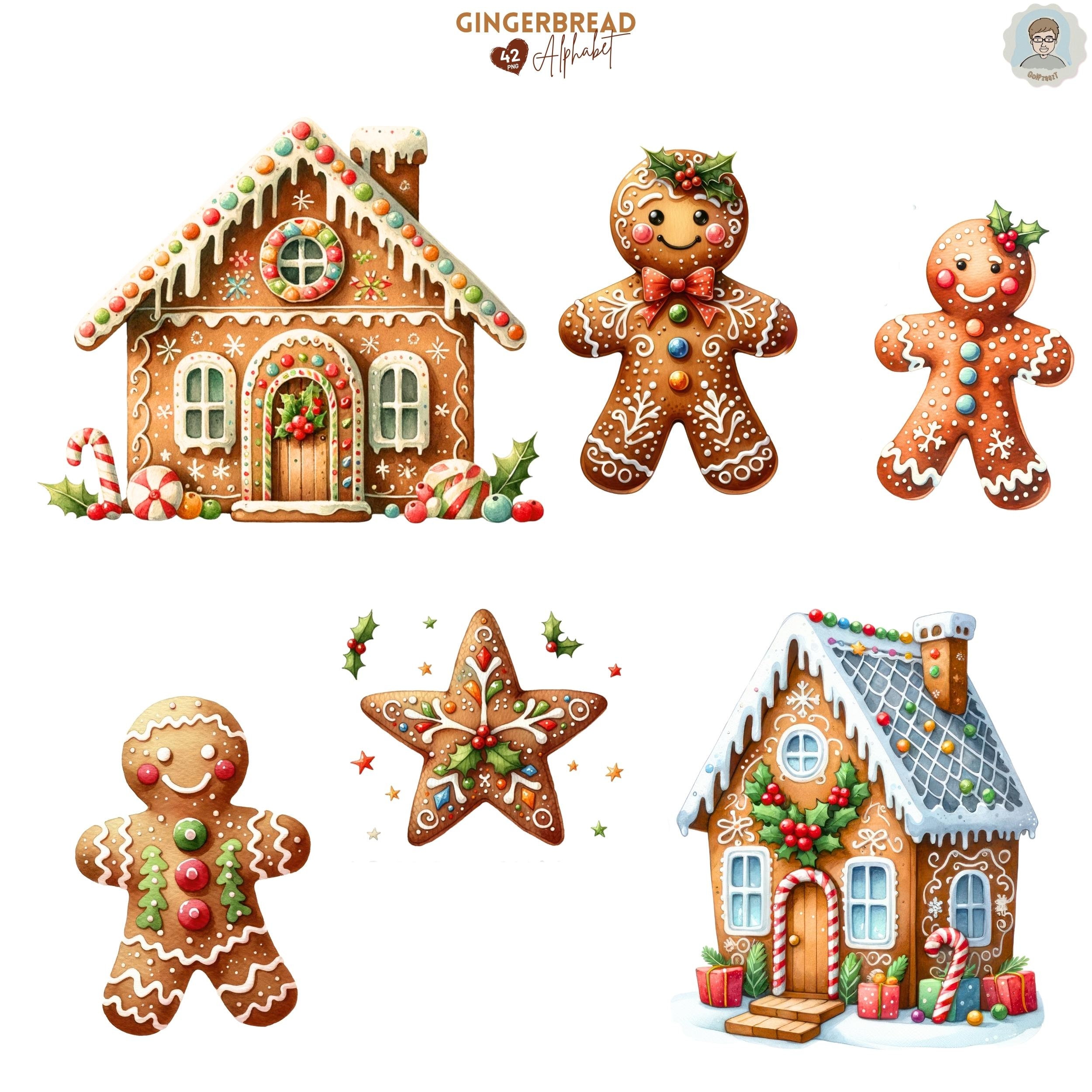 Christmas Gingerbread Cookie Alphabet Clipart, Christmas Alphabet ...