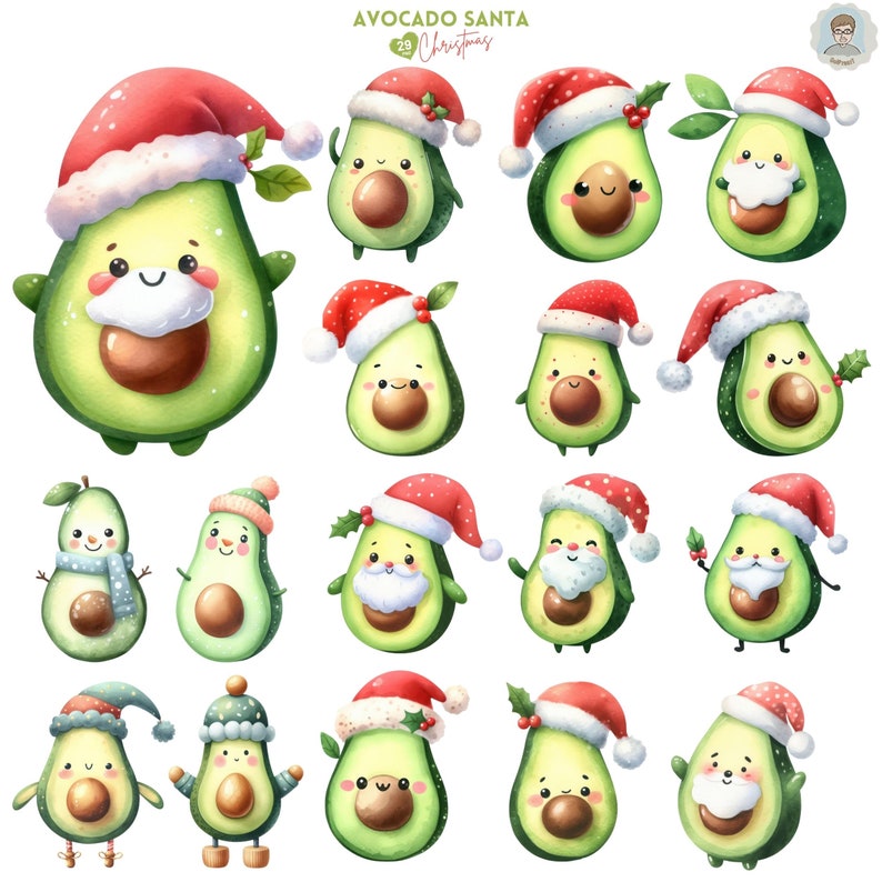 Cute Avocado Santa, Avo King, Reindeer, Christmas Clipart, Avo Ho Ho ...