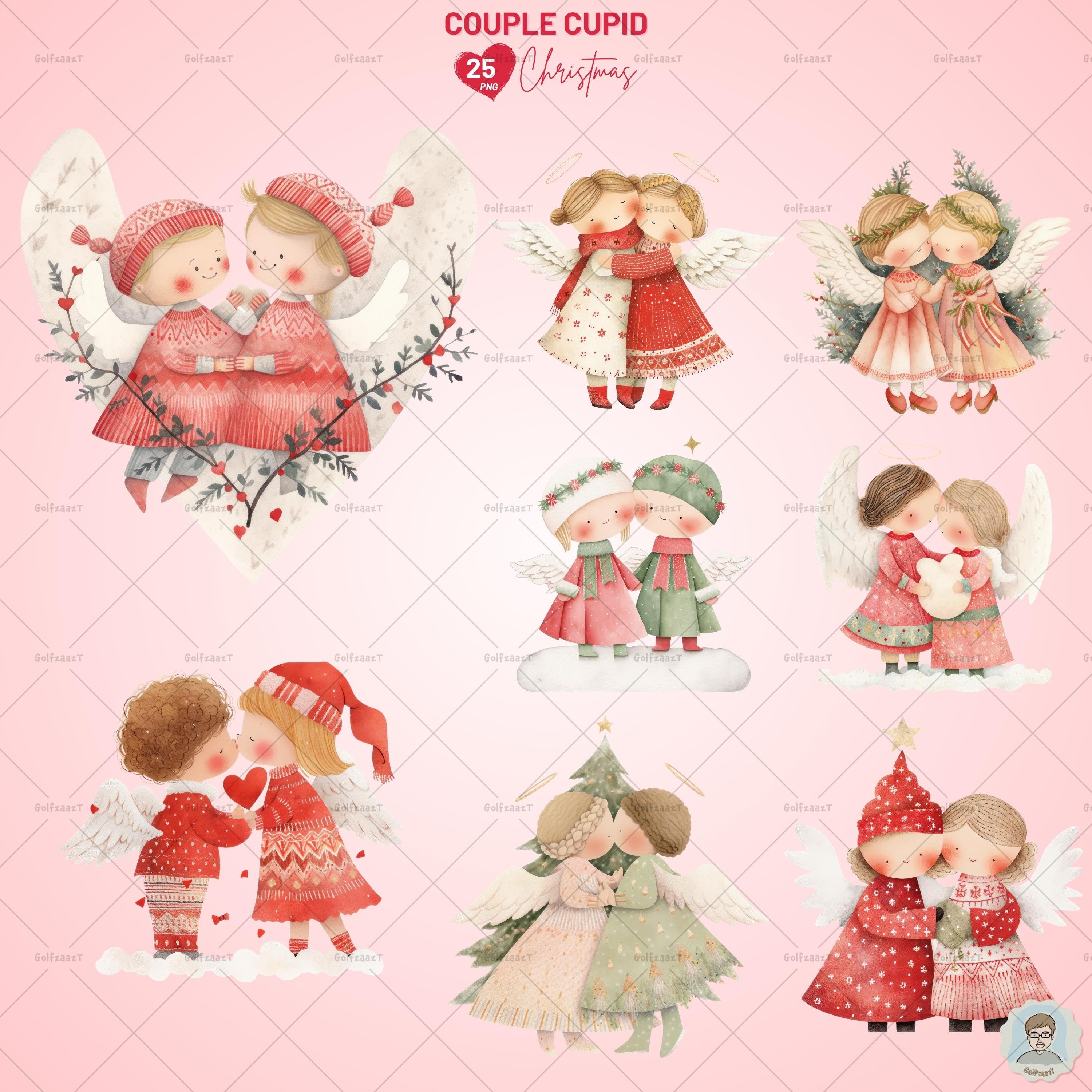 Christmas Couple Angels Clipart, Angel Clipart Bundle, Little Couple ...