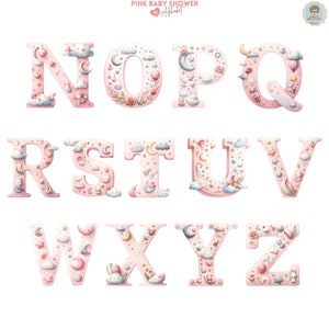 Pink Baby Shower Nursery Alphabet, Children Birthday Nursery Letters ...
