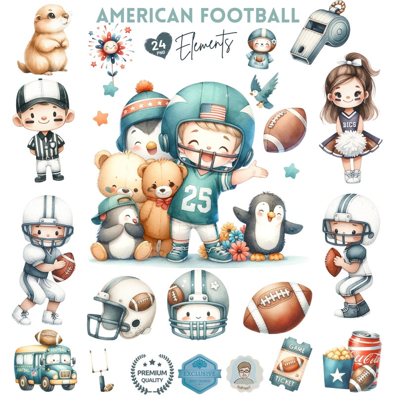 Football Clipart Cute - Etsy