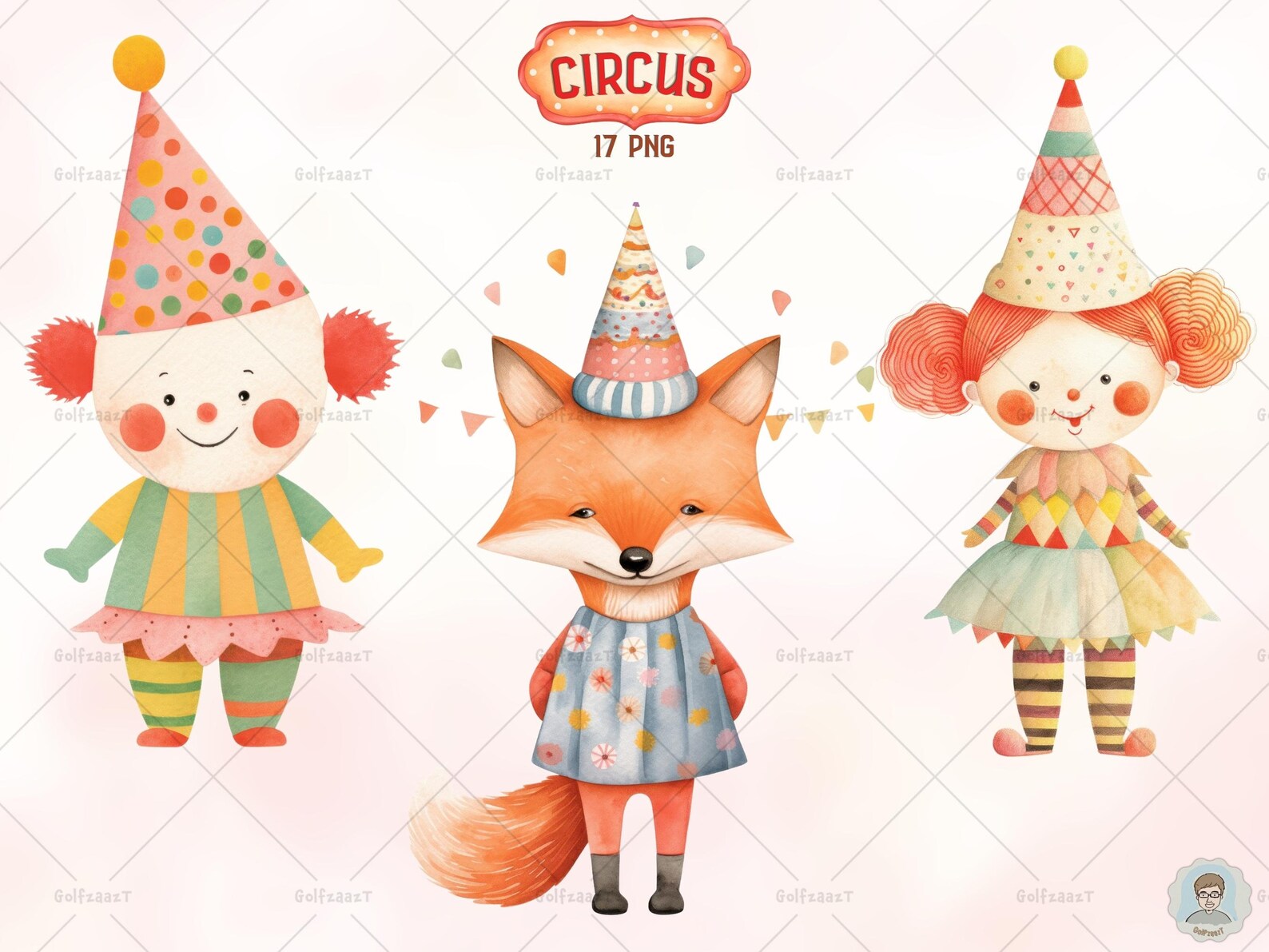 Circus Watercolor Clipart Set, Circus Carnival, Baby Shower Clipart ...