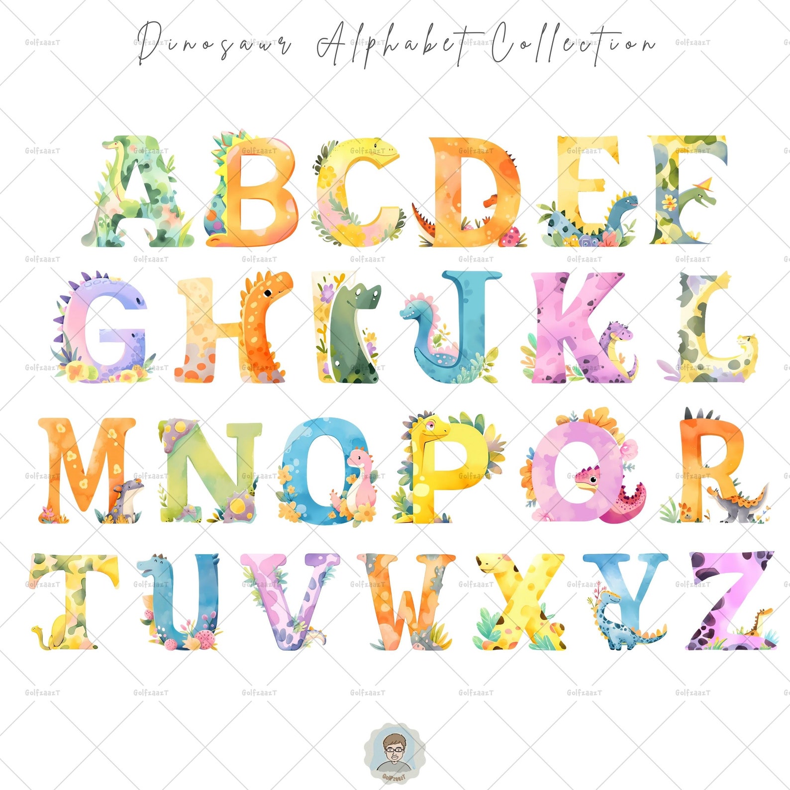 Dinosaur Alphabet Clipart, Dino Letter, Dinosaur PNG, Dinosaur Nursery ...