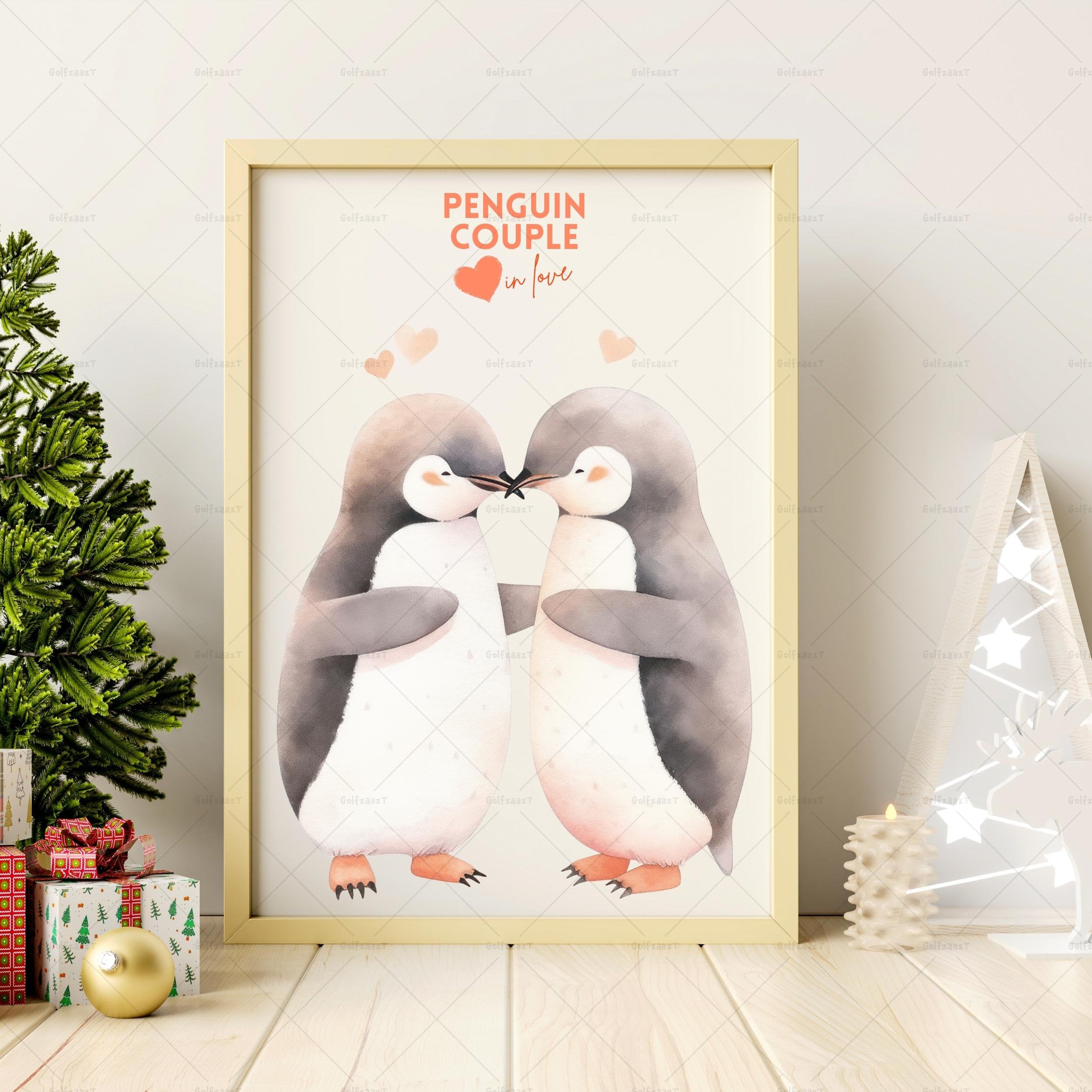 Watercolor Penguin Couple Love, Penguins Clipart, Romantic Animal ...