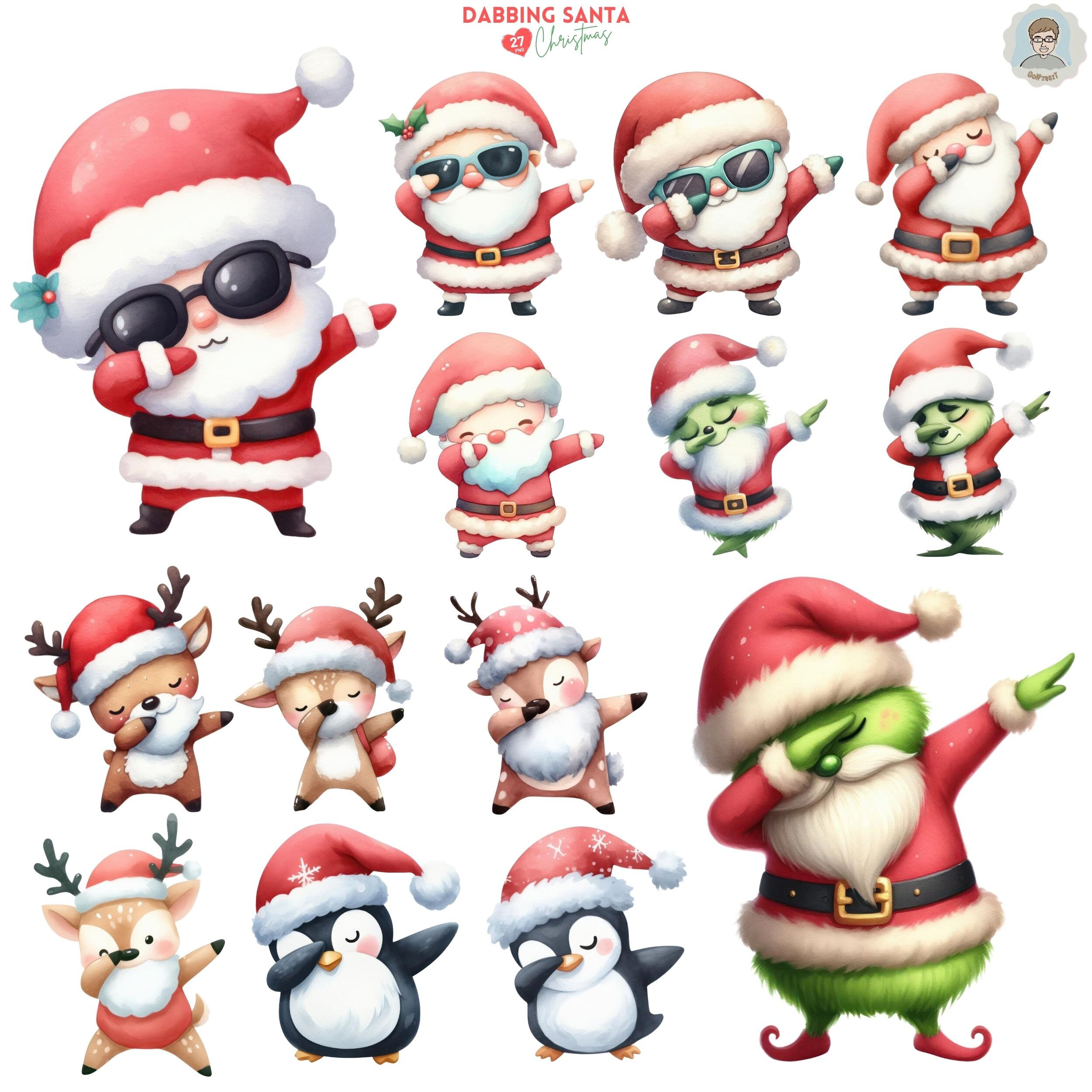 Santa Dabbing Png, Christmas Dabbing Bundle PNG, Reindeer Dab, Penguin ...