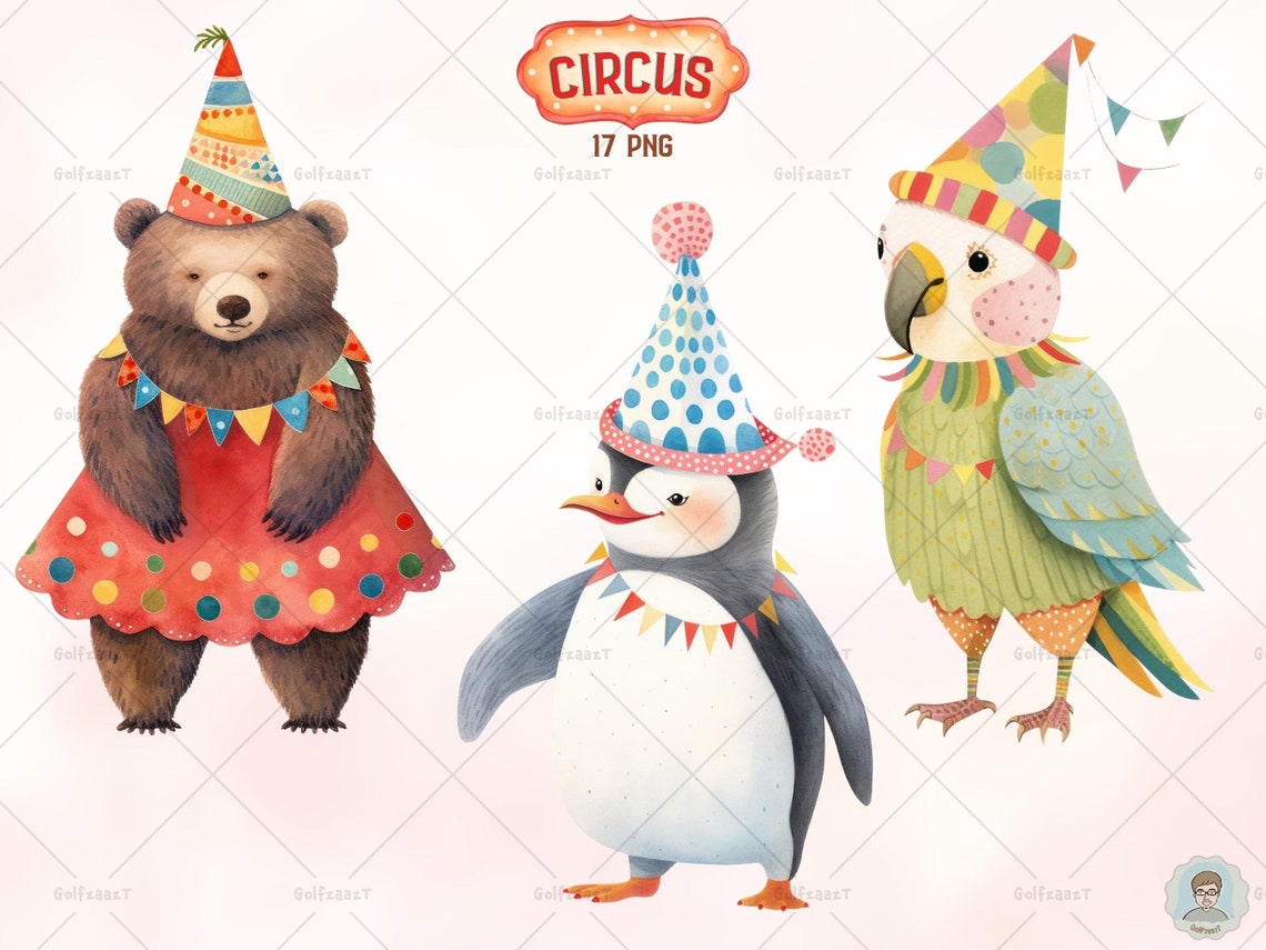 Circus Watercolor Clipart Set, Circus Carnival, Baby Shower Clipart ...