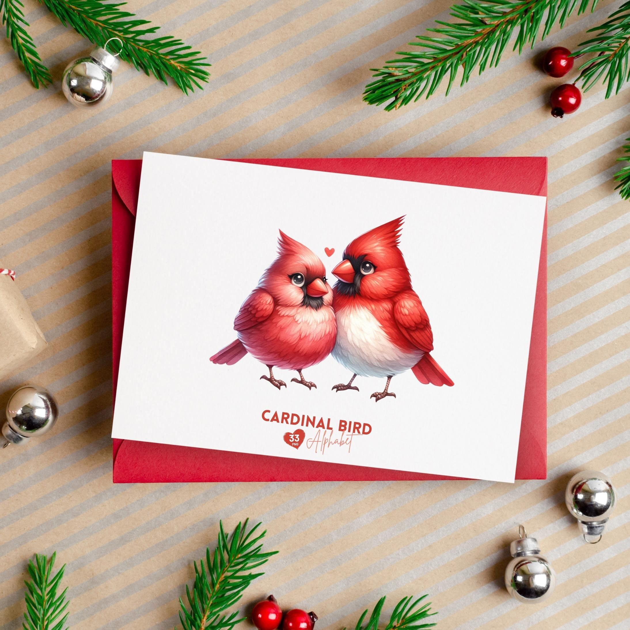 Watercolor Red Cardinal Bird Alphabet, A-Z Cardinal Letters, Red ...