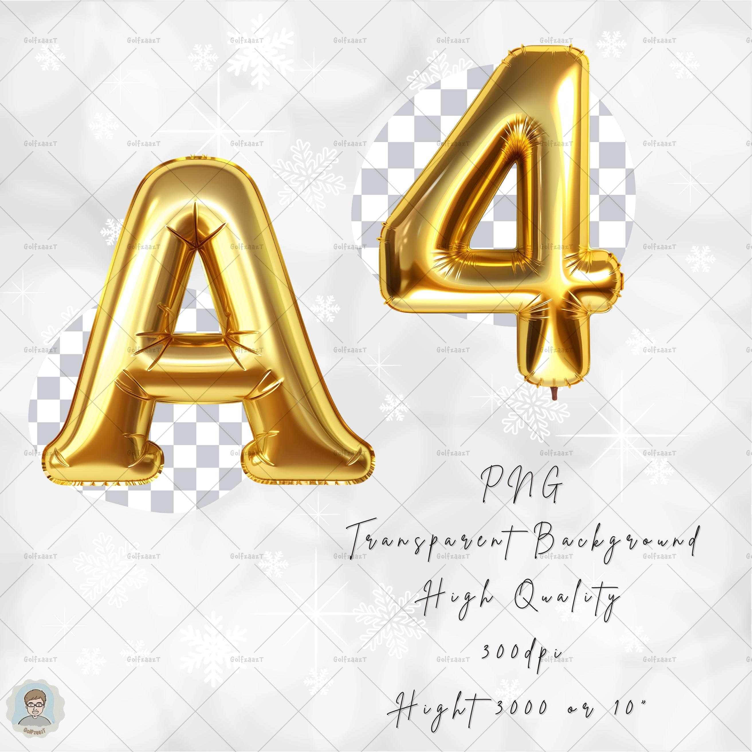 Golden Foil Letter Balloons Letter Number Clipart, Golden Balloon ...