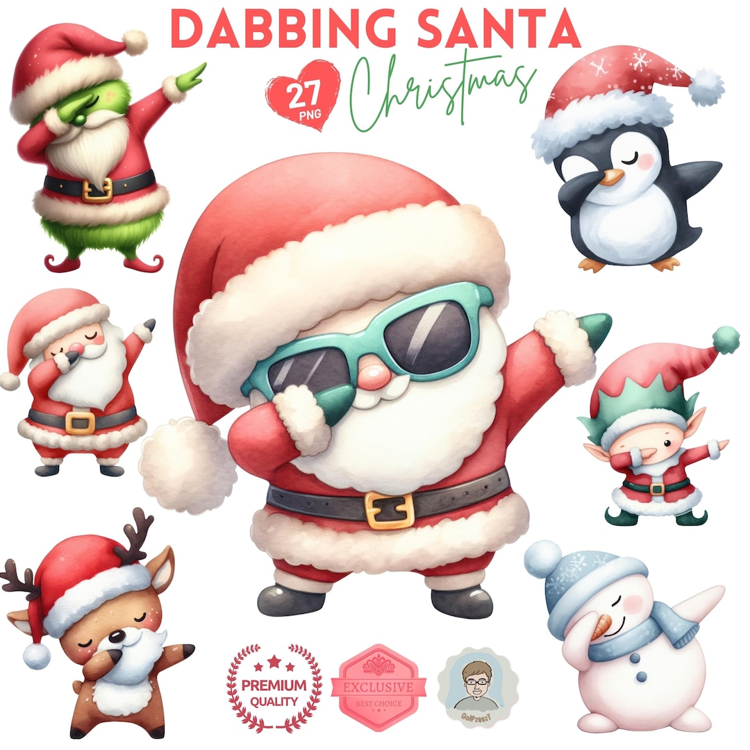 Santa Dabbing Png, Christmas Dabbing Bundle PNG, Reindeer Dab, Penguin ...