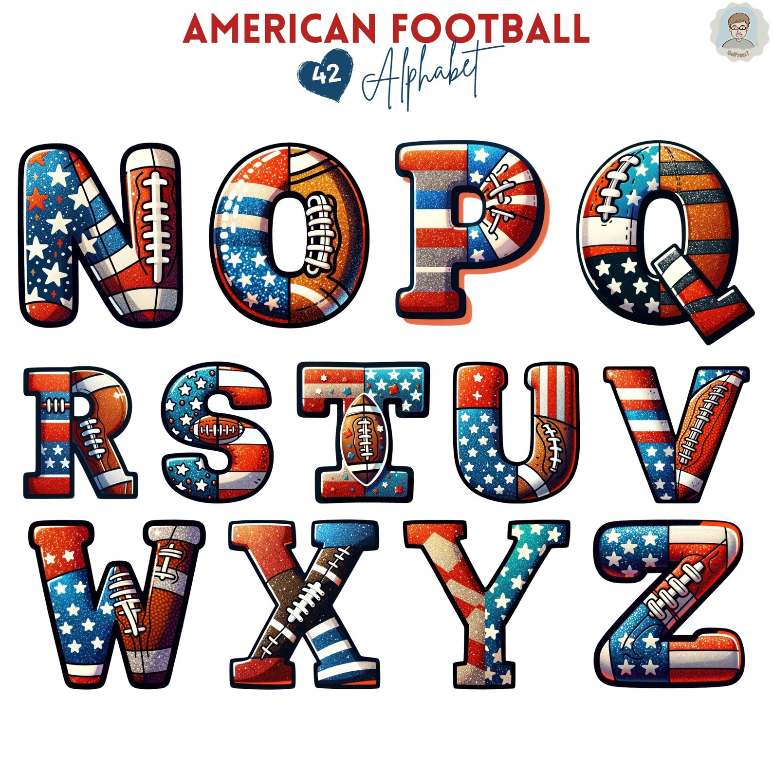Touchdown Typography, American Football Alphabet & Numbers PNG Clipart ...