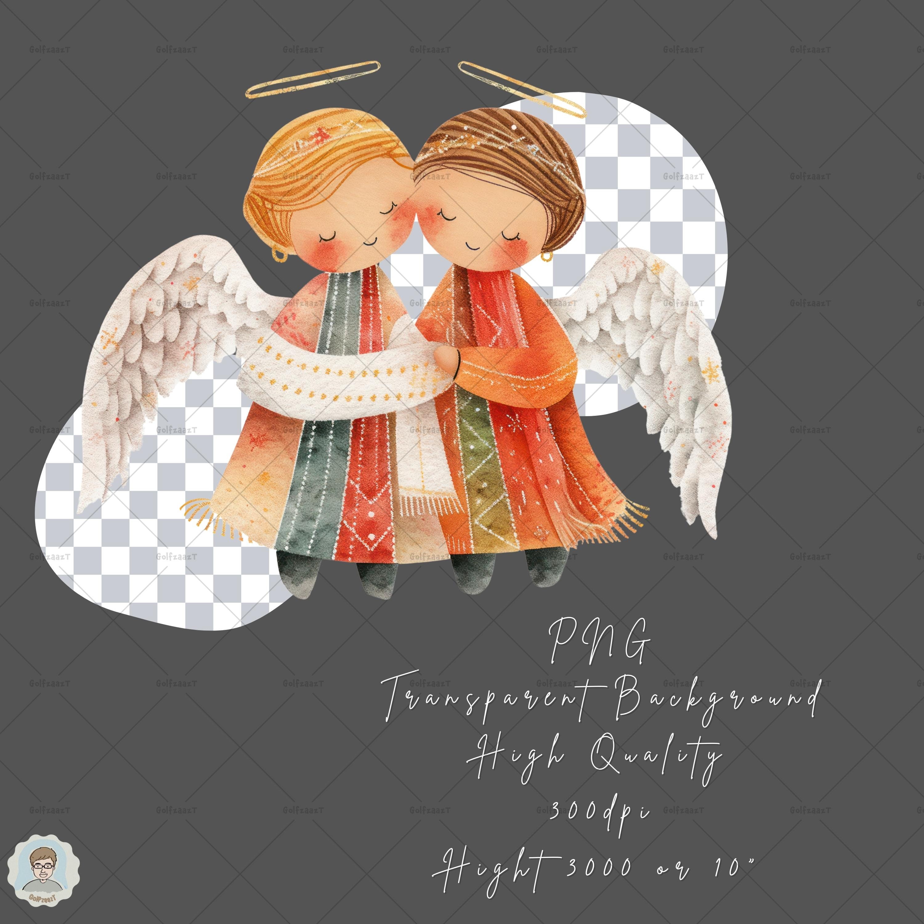 Christmas Couple Angels Clipart, Angel Clipart Bundle, Little Couple ...
