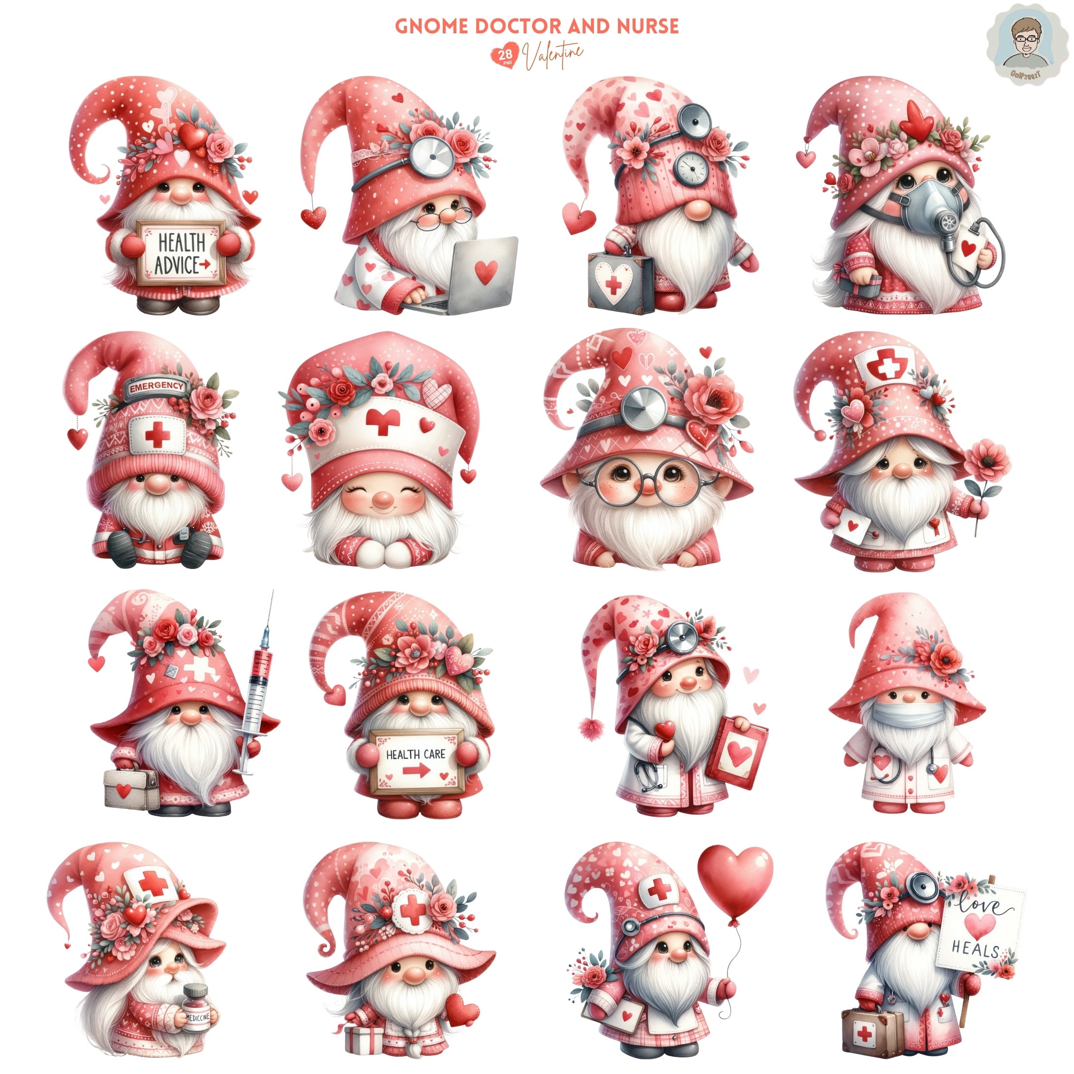 Nurse-doctor Gnomes Clipart, Valentine Day, Medical Gnomes Clipart ...