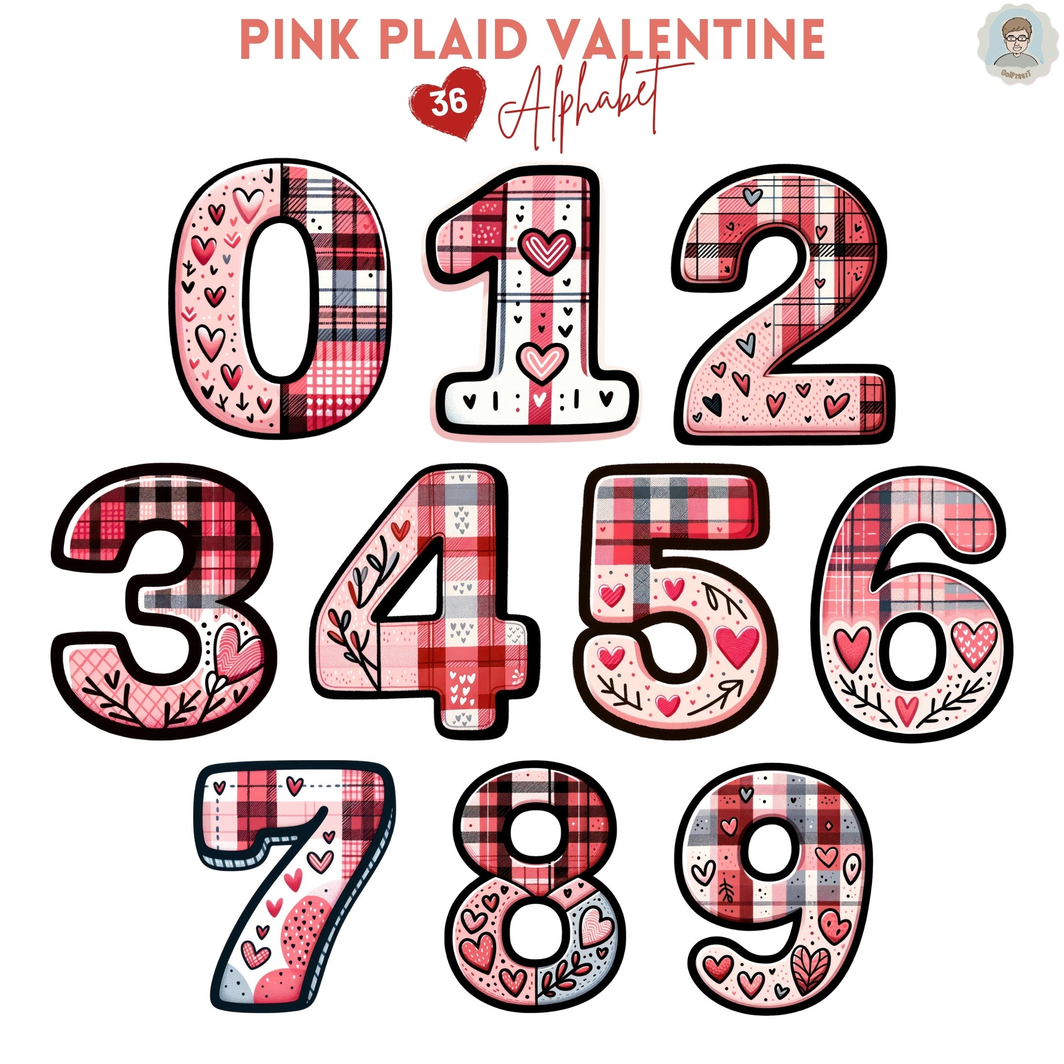 Love Letters Valentine's Day Alphabet, Pink Plaid Valentine Alphabet ...